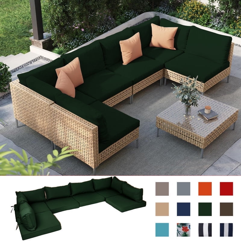 PUKNLY Outdoor Furniture Replacement Cushions, Fits 6-seat Sectional ...