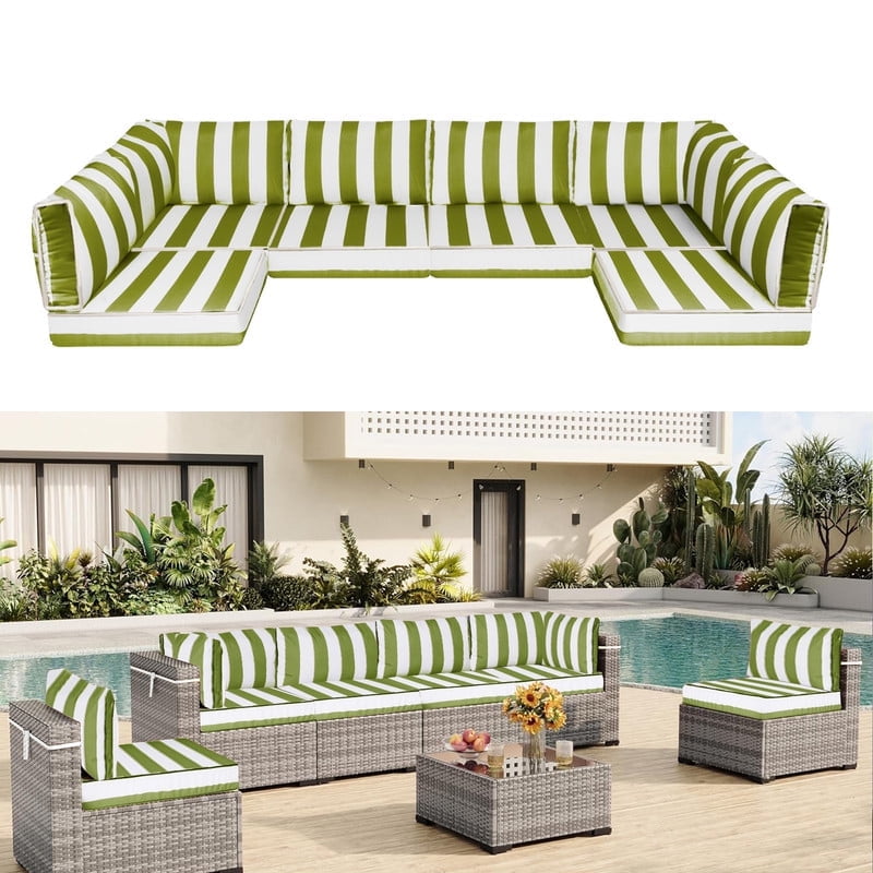 PUKNLY Outdoor Furniture Replacement Cushions, Fits 6-seat Sectional ...