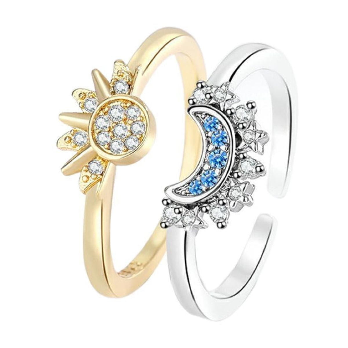 PULABO 2pcs His and Hers Wedding Ring Sets Couples Engagement Rings Women and Men 925 Sterling ...