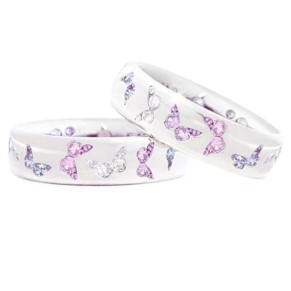 PULABO Women 925 Sterling Silver Butterfly Cubic Zirconia Inlay Thumb ...