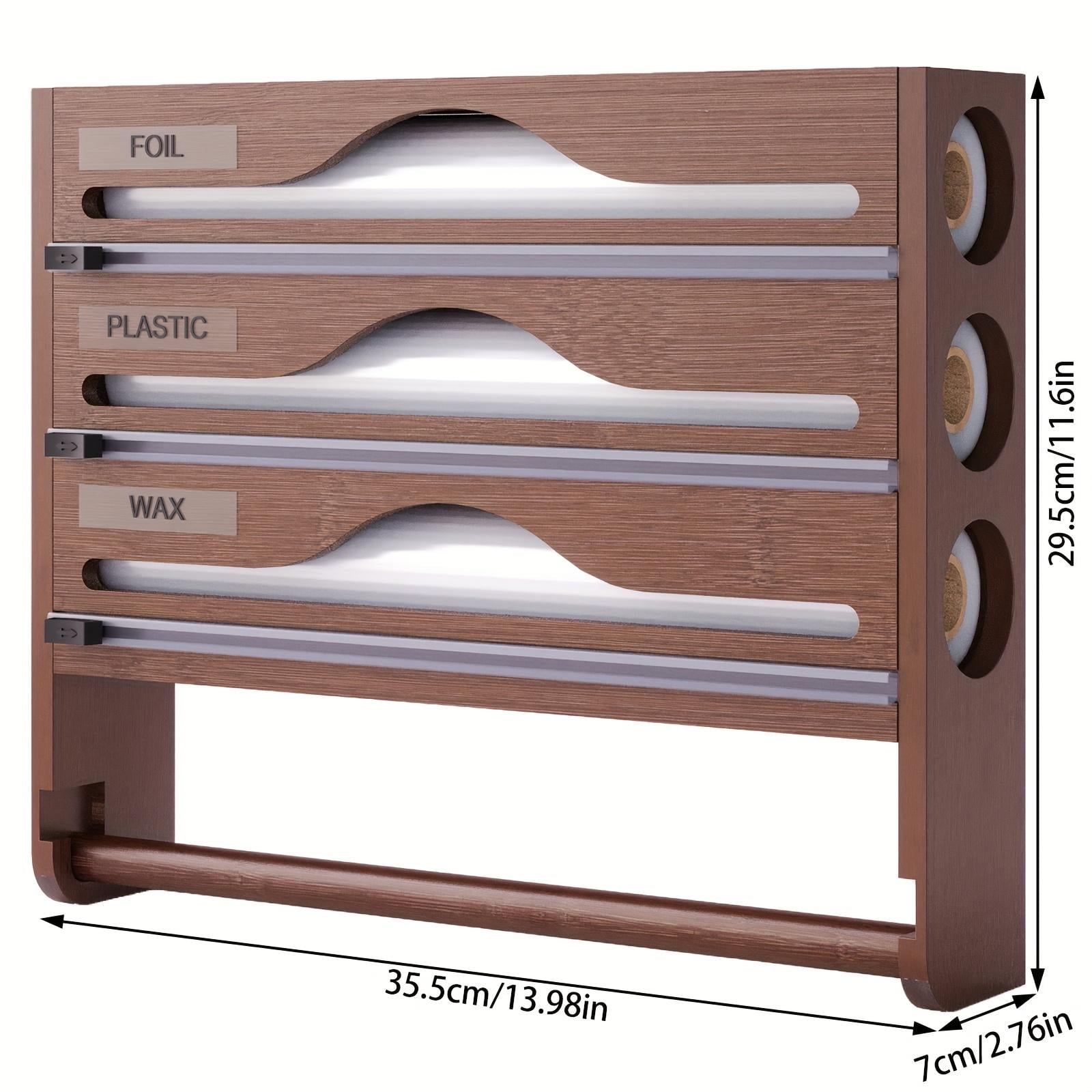 PULANLA Bamboo Wrap Organizer with Cutter & Labels - 3-in-1 Kitchen ...
