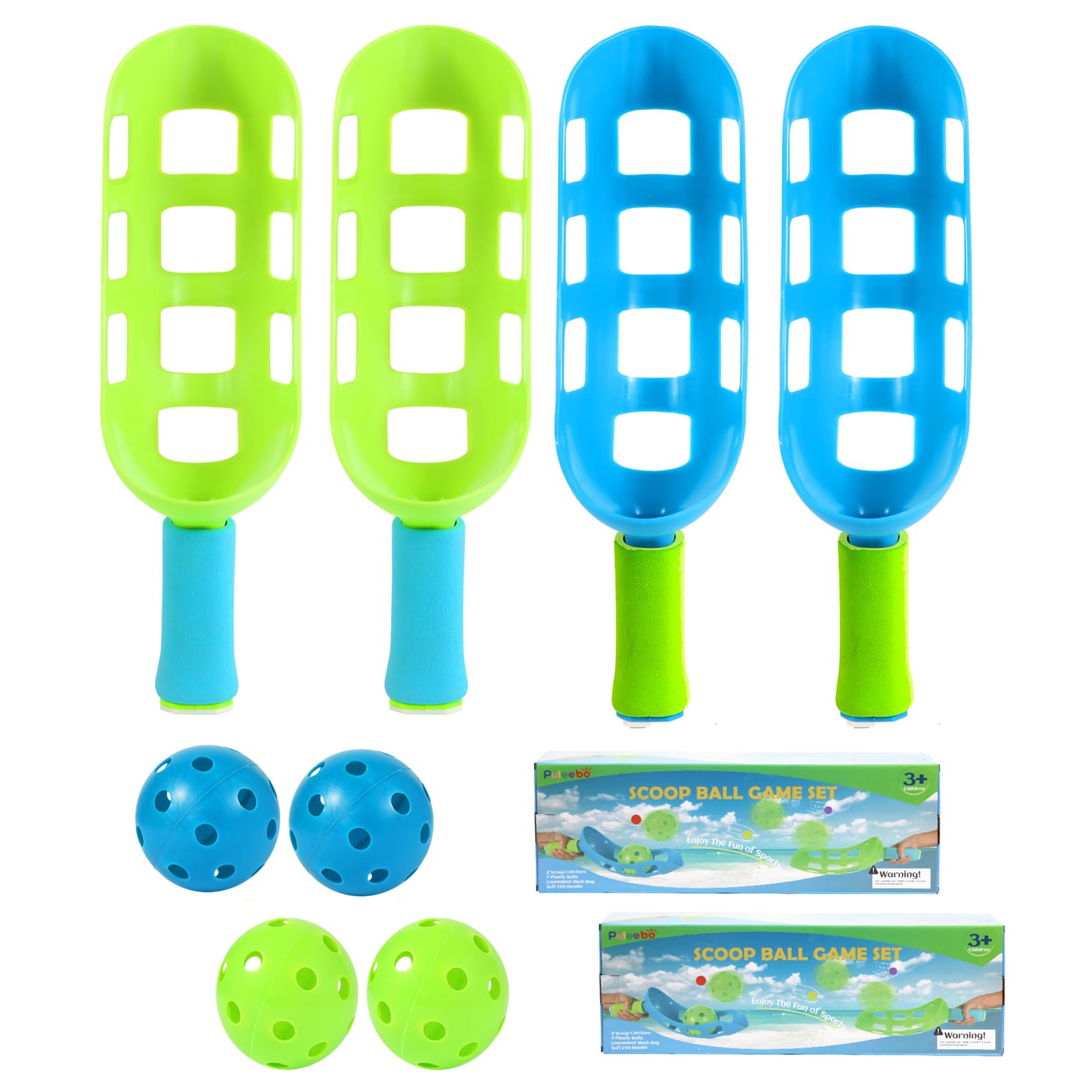 PULEEBO Scoop Ball Set for kids - 2 Sets of Scoop and Toss Game ...