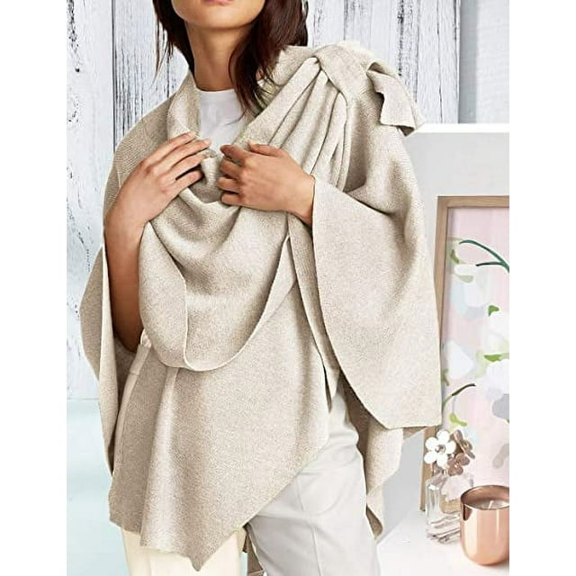 PULI Womens Large Cross Front Poncho Sweater Wrap Topper Knitted Elegant Shawls Cape - Walmart.com
