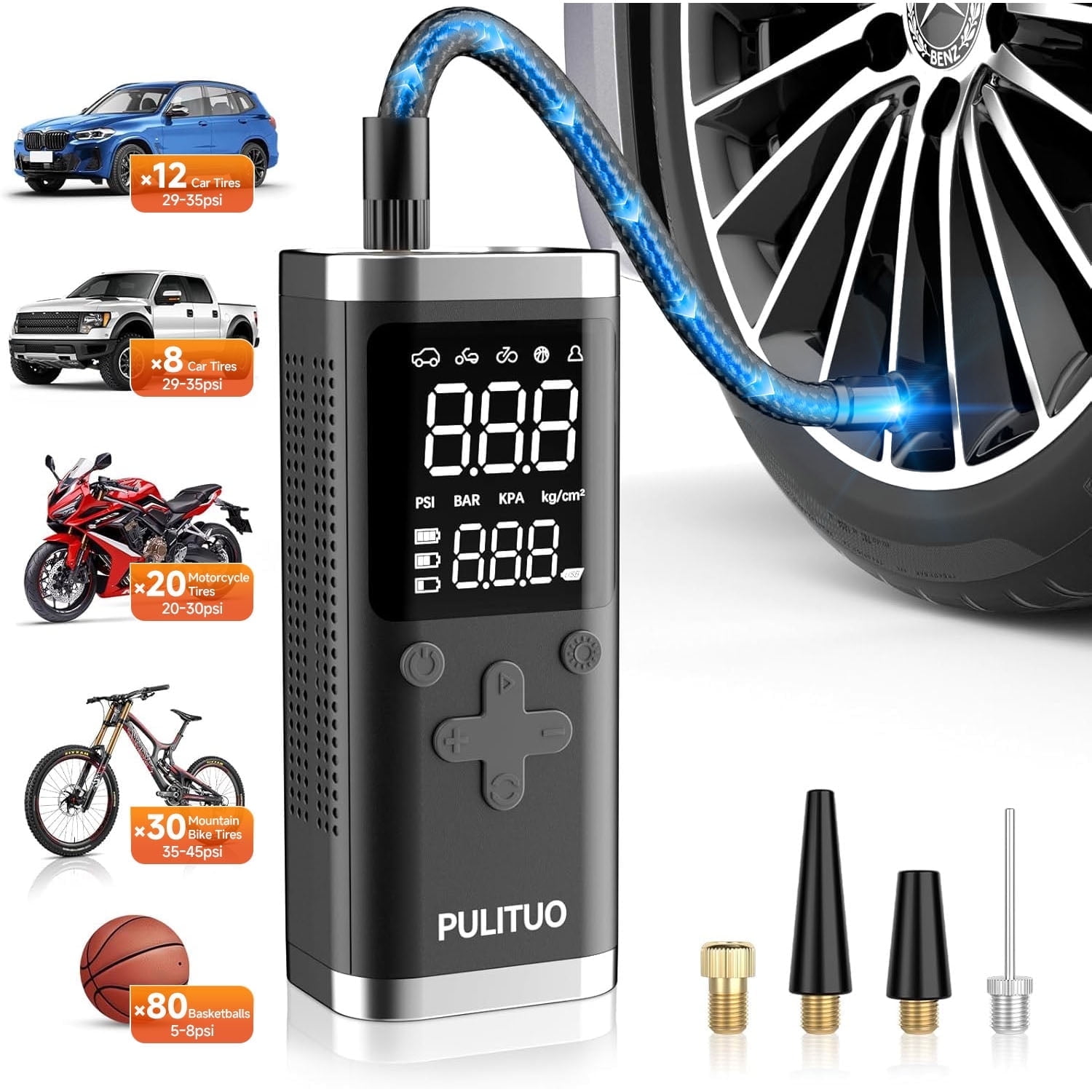 Cordless Air Compressor 150PSI, Fast 90-Second Tire Inflator with ...