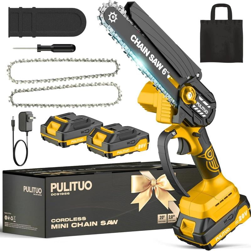 PULITUO Mini Chainsaw Cordless, 6 Inch Battery Chainsaw, Lightweight ...