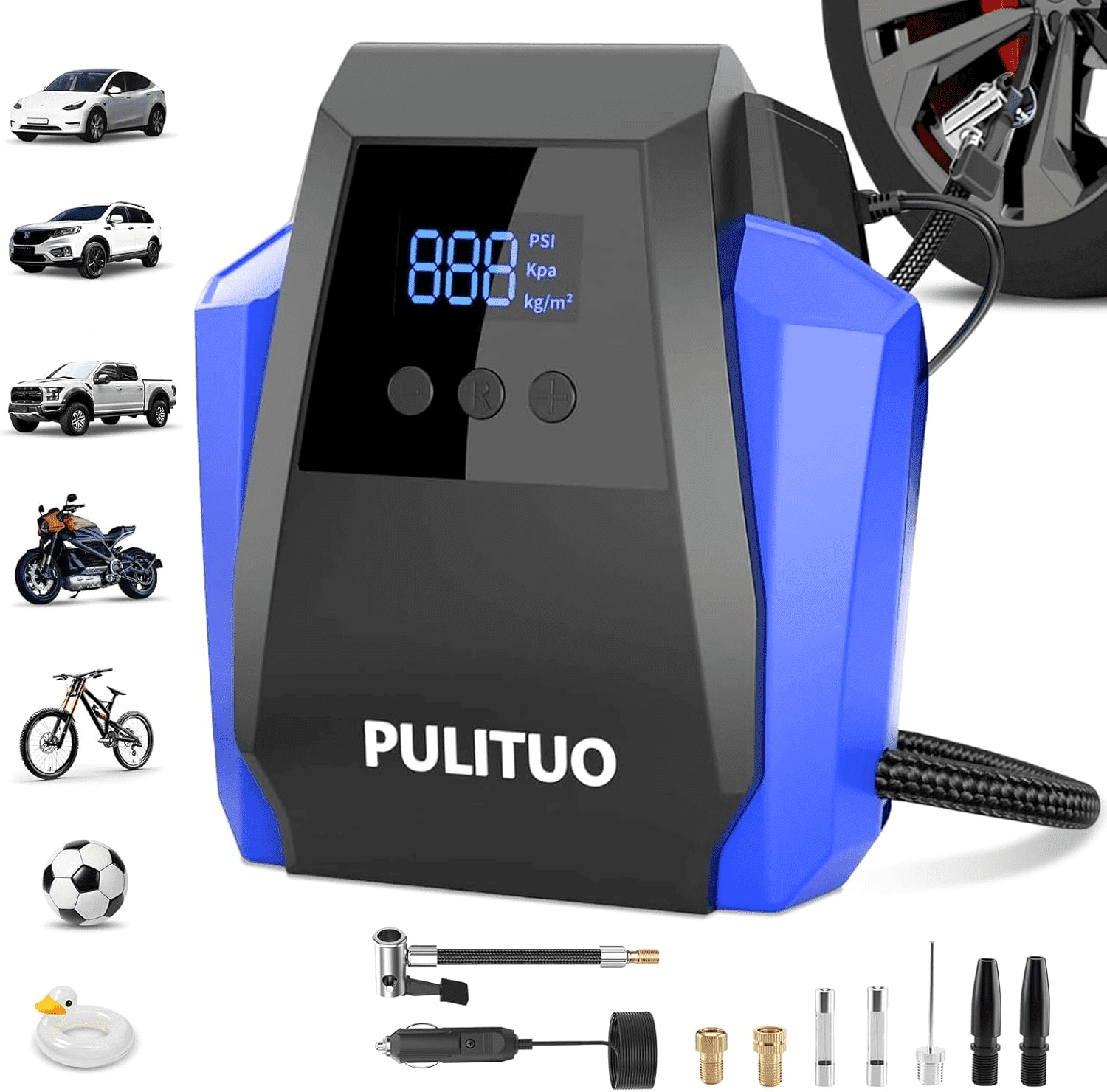PULITUO Tire Inflator Portable Air Compressor - DC 12V Air Pump for Car ...