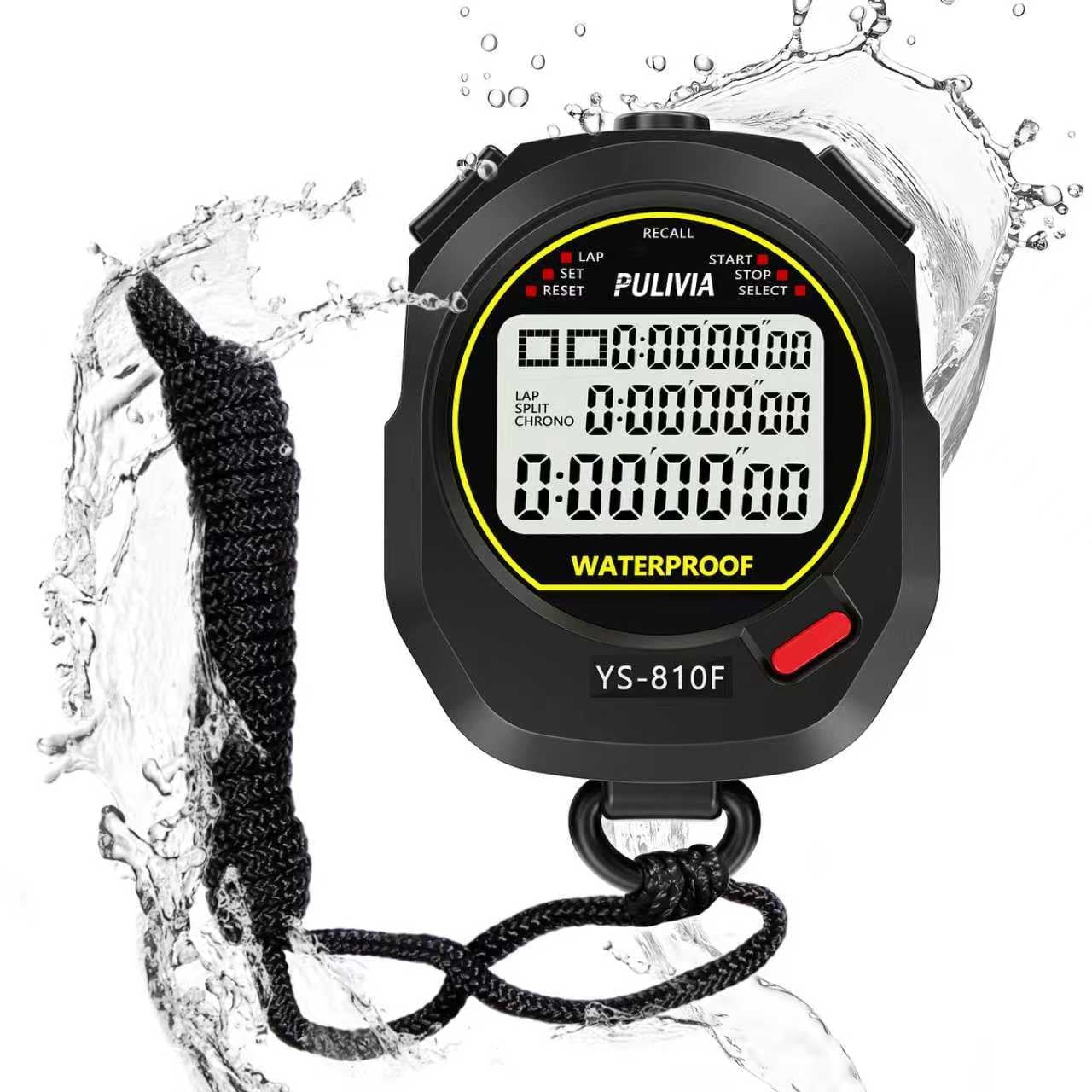 PULIVIA Waterproof Digital Stopwatch Timer with Large Display, Lap ...