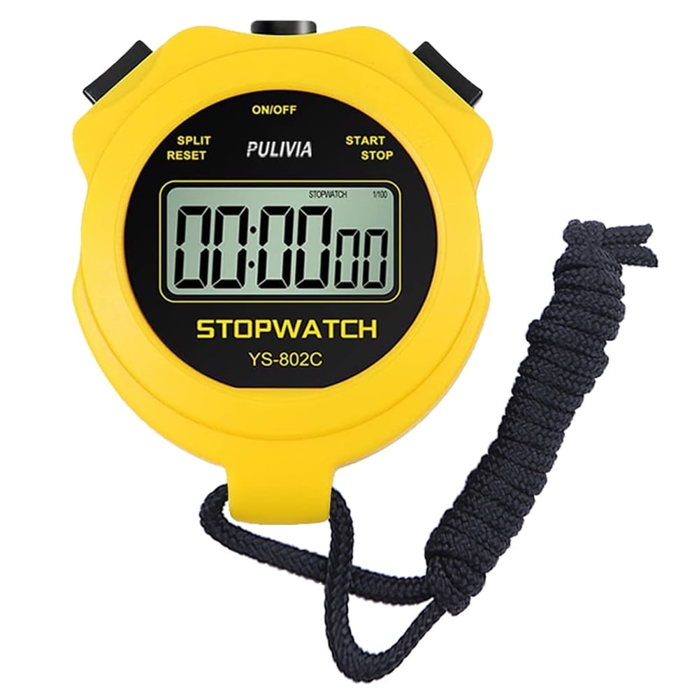 PULIVIA Silent Digital Stopwatch Timer – Large Display, Lap/Split ...