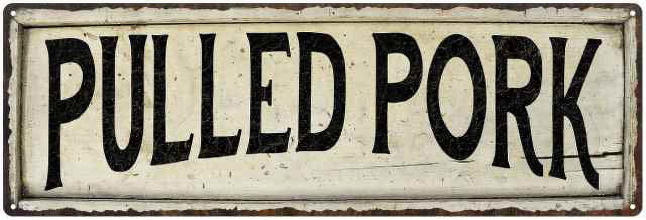 PULLED PORK Farmhouse Style Wood Look Sign Gift 8x24 Metal Decor ...