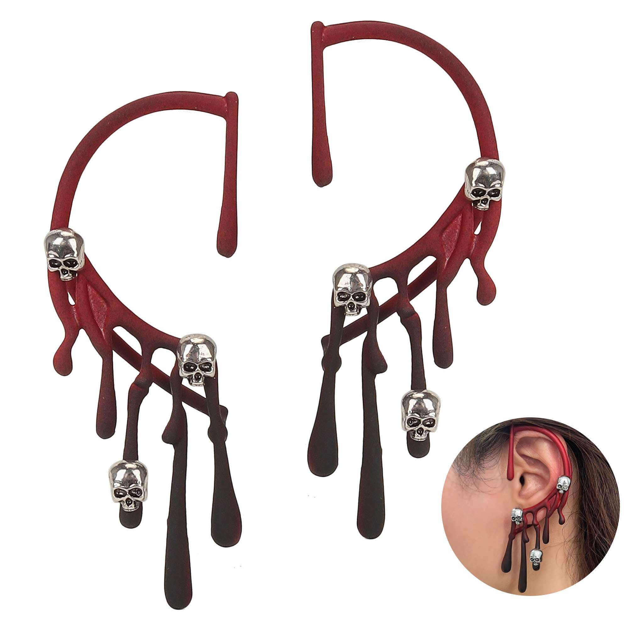 PULLIMORE 1 Pair Women's Blood Skull Earrings Halloween Gothic Style ...