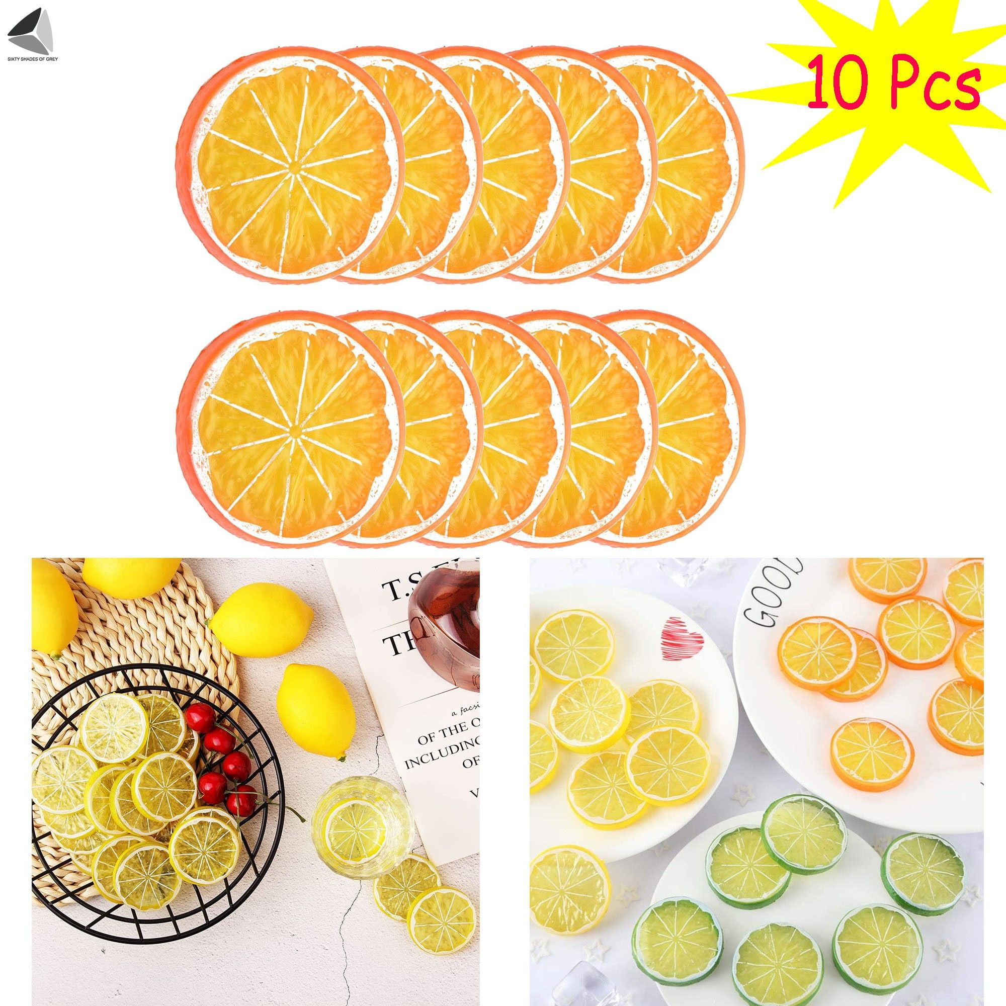 PULLIMORE 10 Pcs Artificial Lemon Slices Plastic Limes Orange Slice ...