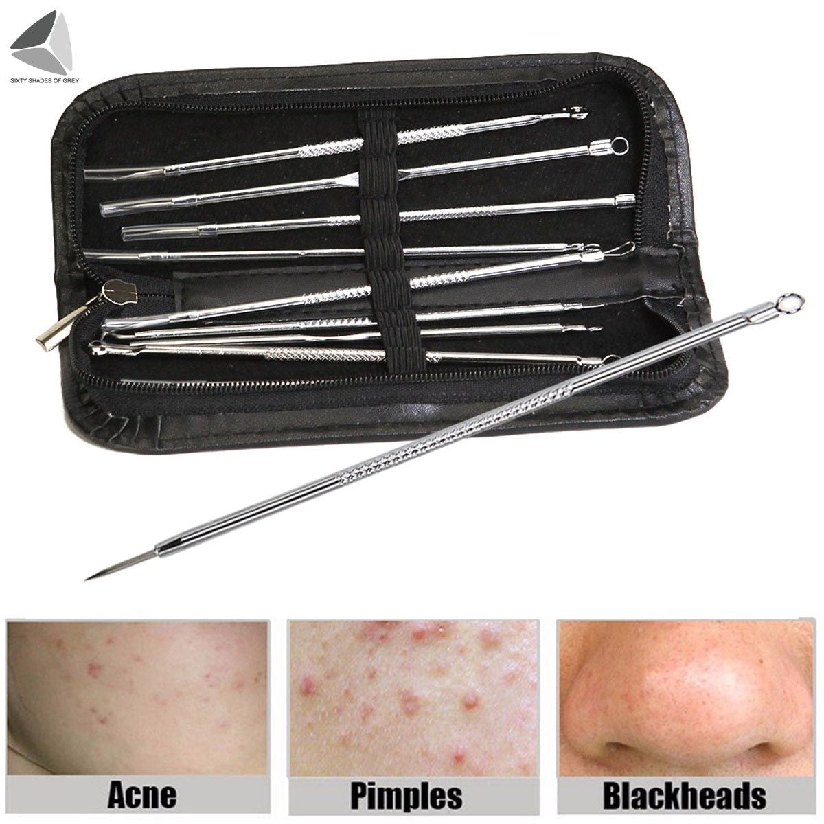 PULLIMORE 10 Pcs Blackhead Remover Tool Pimple Popper Tool Acne ...