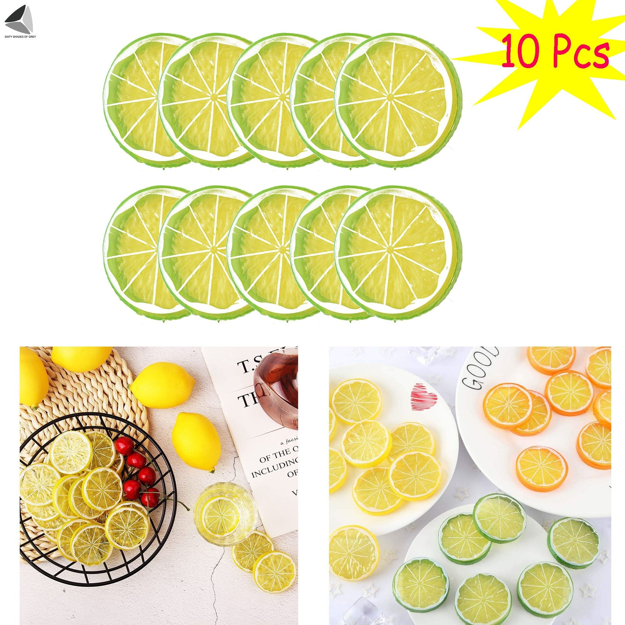 PULLIMORE 10 Pcs Fake Lemon Slice Artificial Fruit Simulation Plastic ...