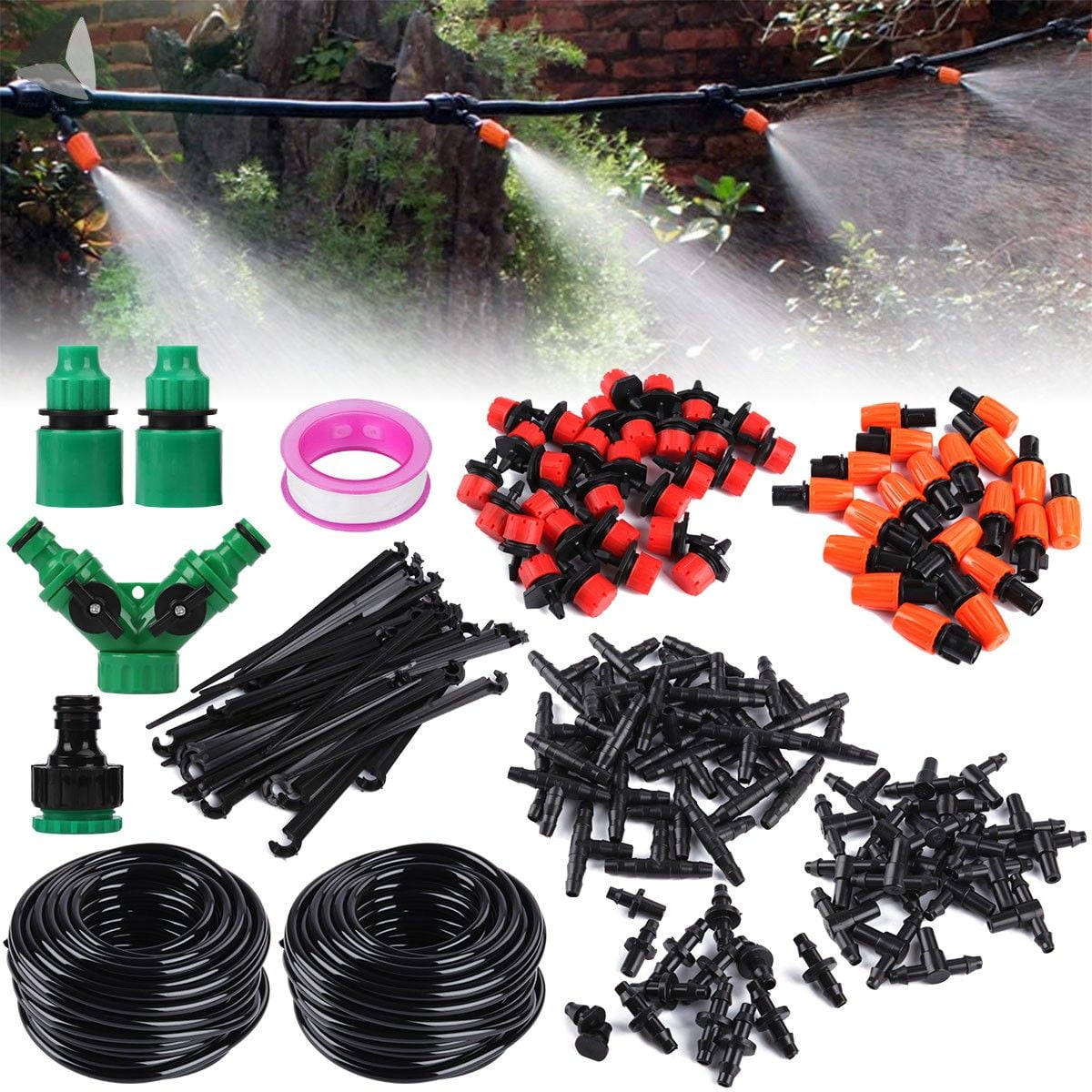 PULLIMORE 100FT Auto Drip Irrigation System Kits with Adjustable ...