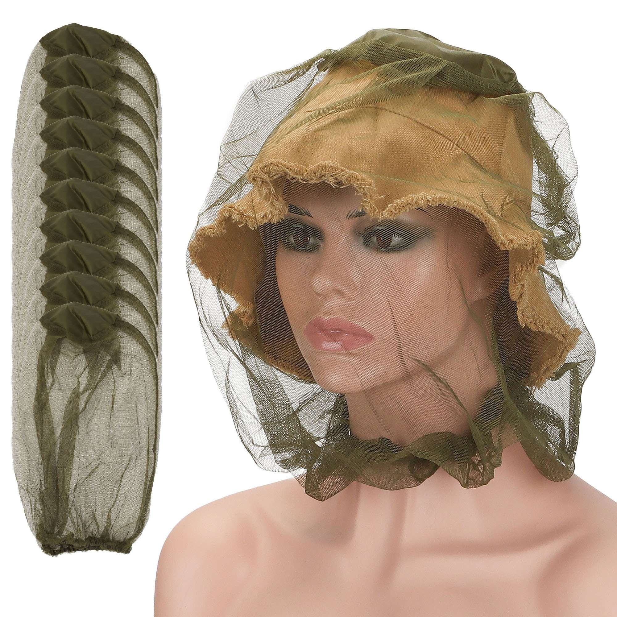 PULLIMORE 10PCS Head Net Mesh, Face Neck Fly Netting Hood from Bugs ...
