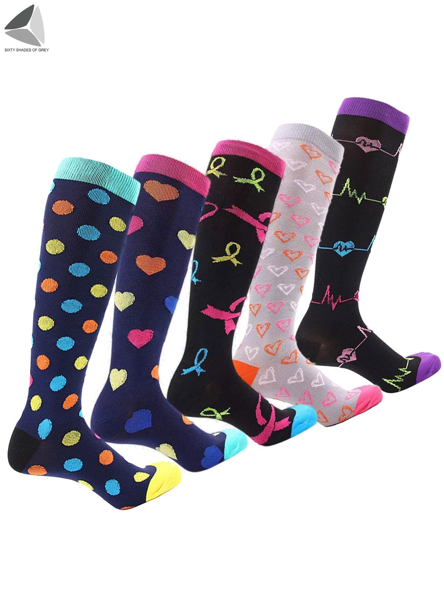 PULLIMORE 15-20mmHg Compression Socks for Women Men Knee High Socks ...