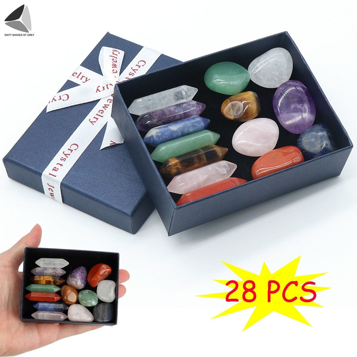 PULLIMORE 2 Packs Natural 7 Chakra Stones Crystal Set Energy Healing ...