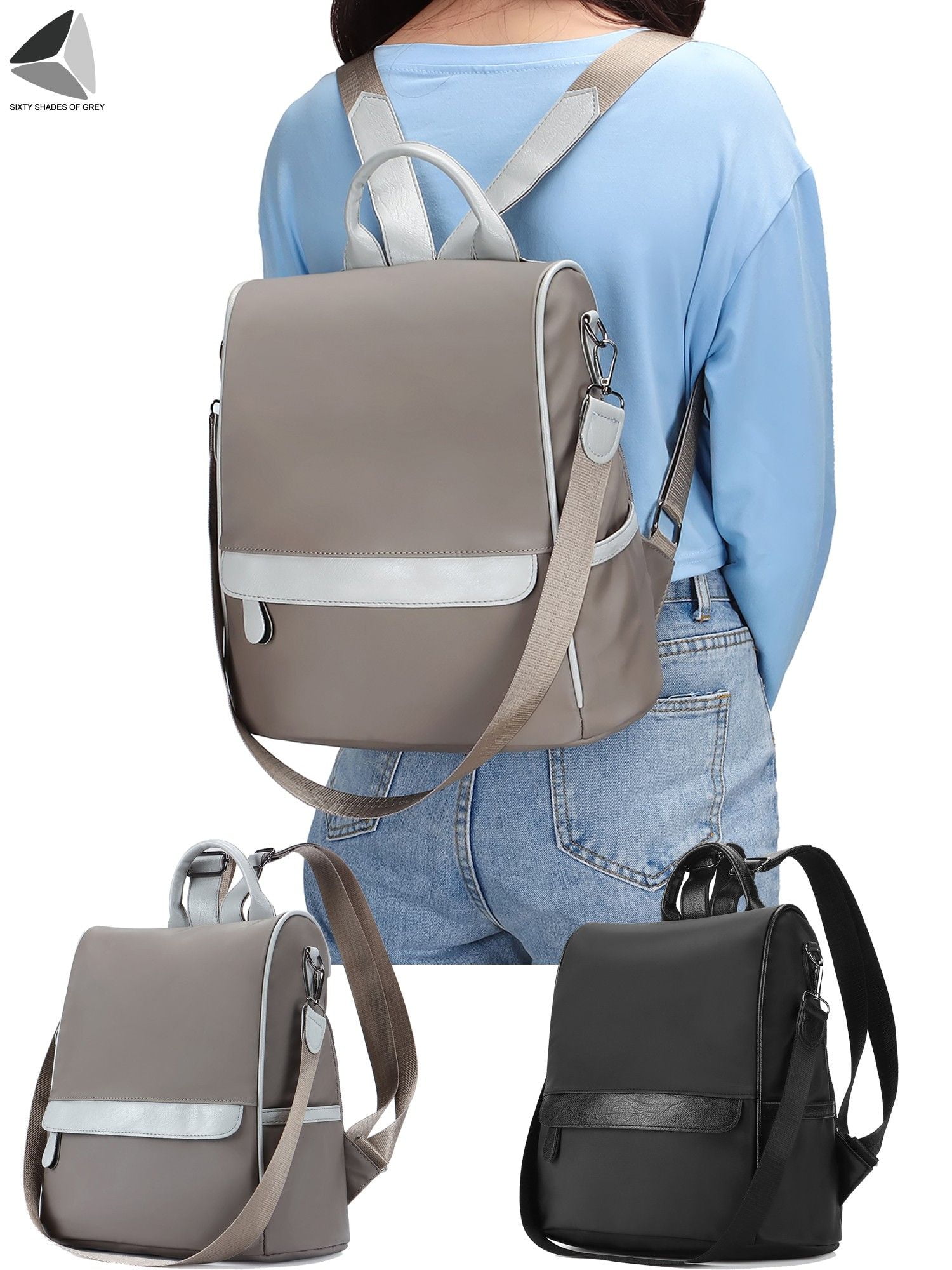 PULLIMORE 2 Packs Women Backpack Purse Waterproof Anti-theft Travel ...
