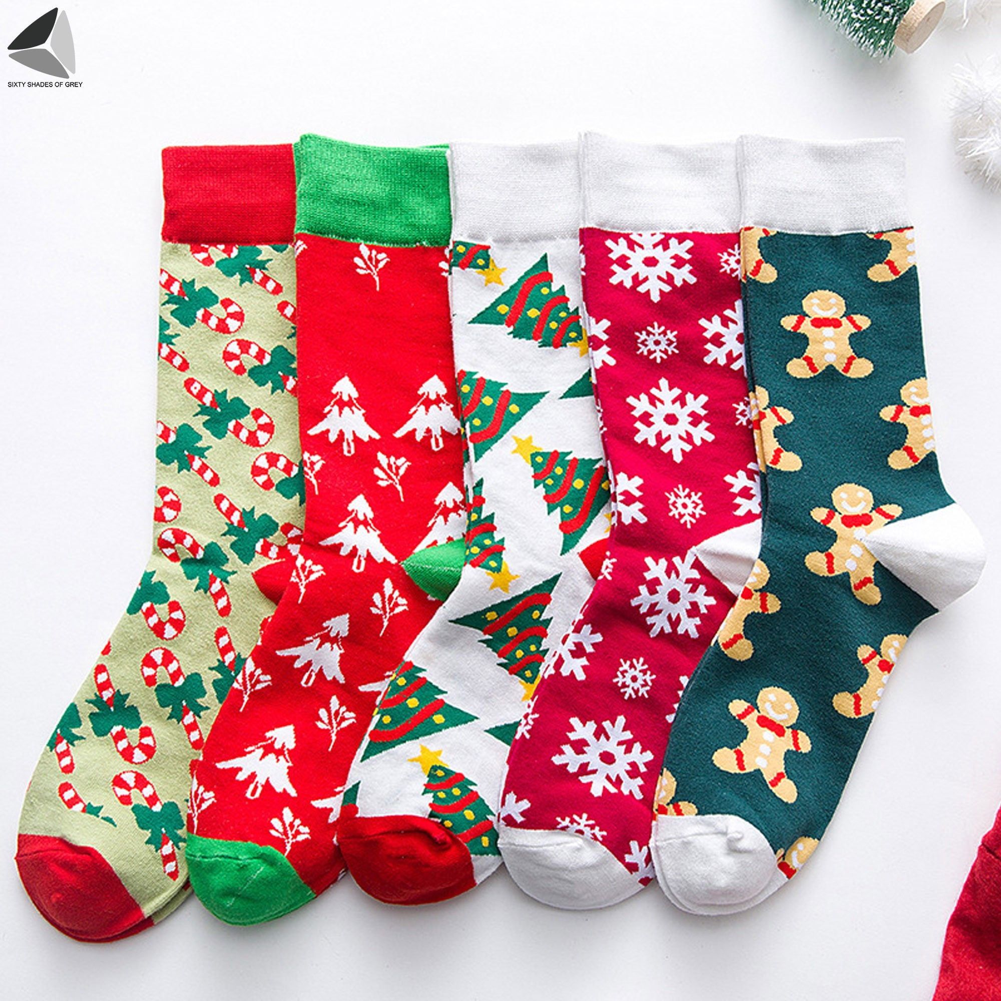 PULLIMORE 2 Pairs Christmas Holiday Socks for Women Men Novelty Ultra ...