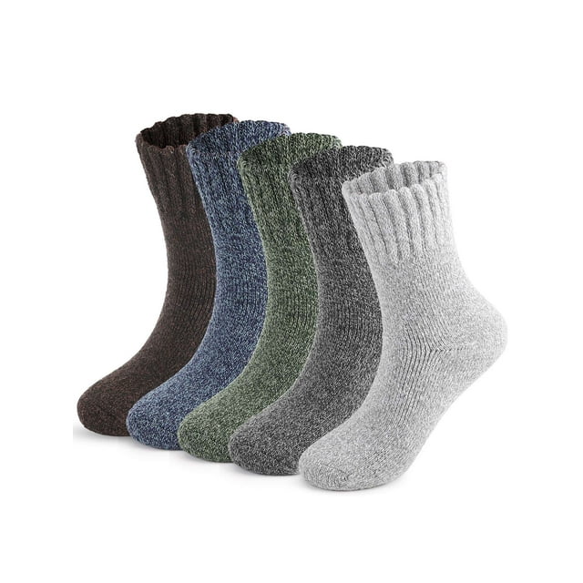 PULLIMORE 2 Pairs Wool Socks for Men, Thick Warm Winter Wool Hiking ...