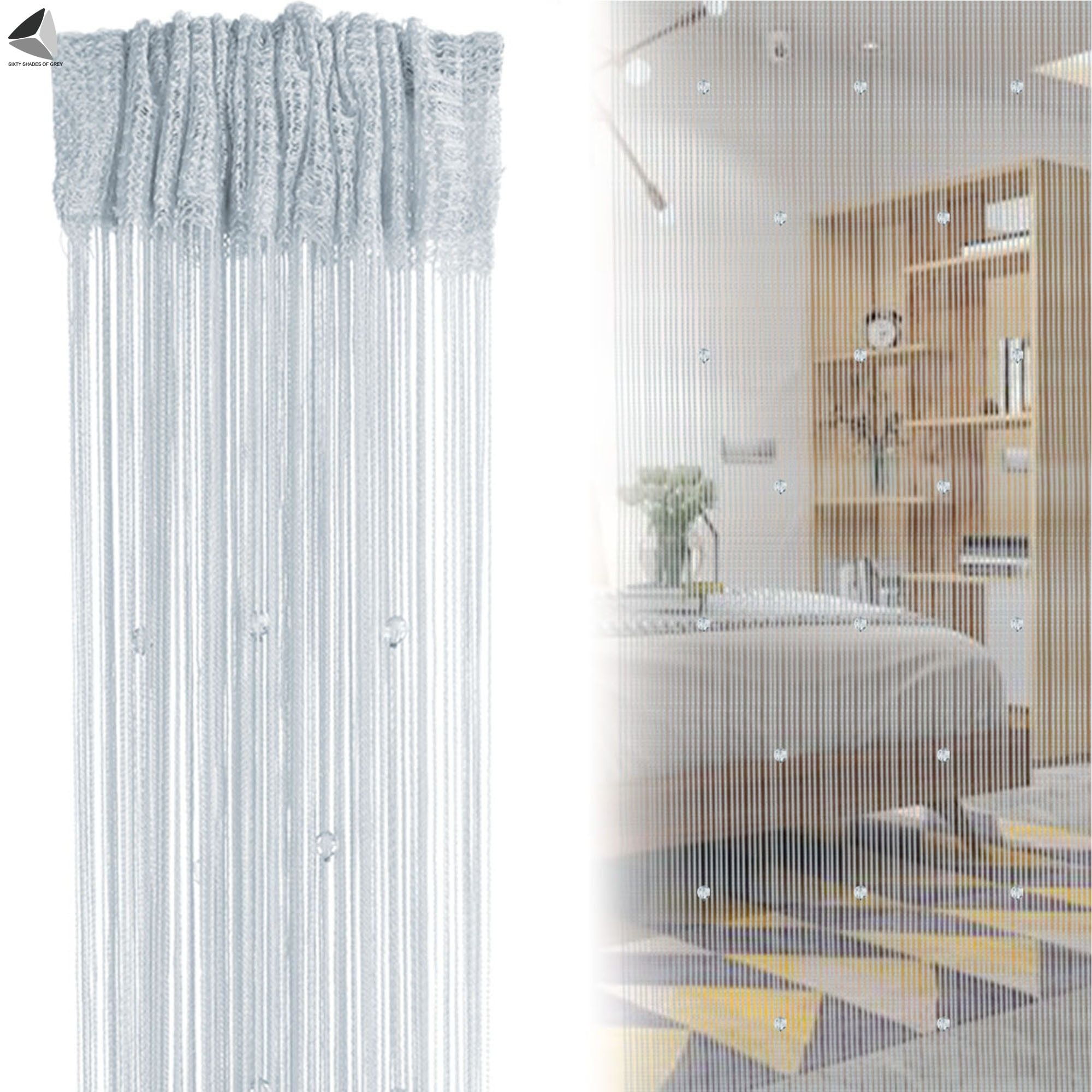 PULLIMORE 2 Pcs Crystal Beads String Door Curtain Fringe Beaded Tassel ...