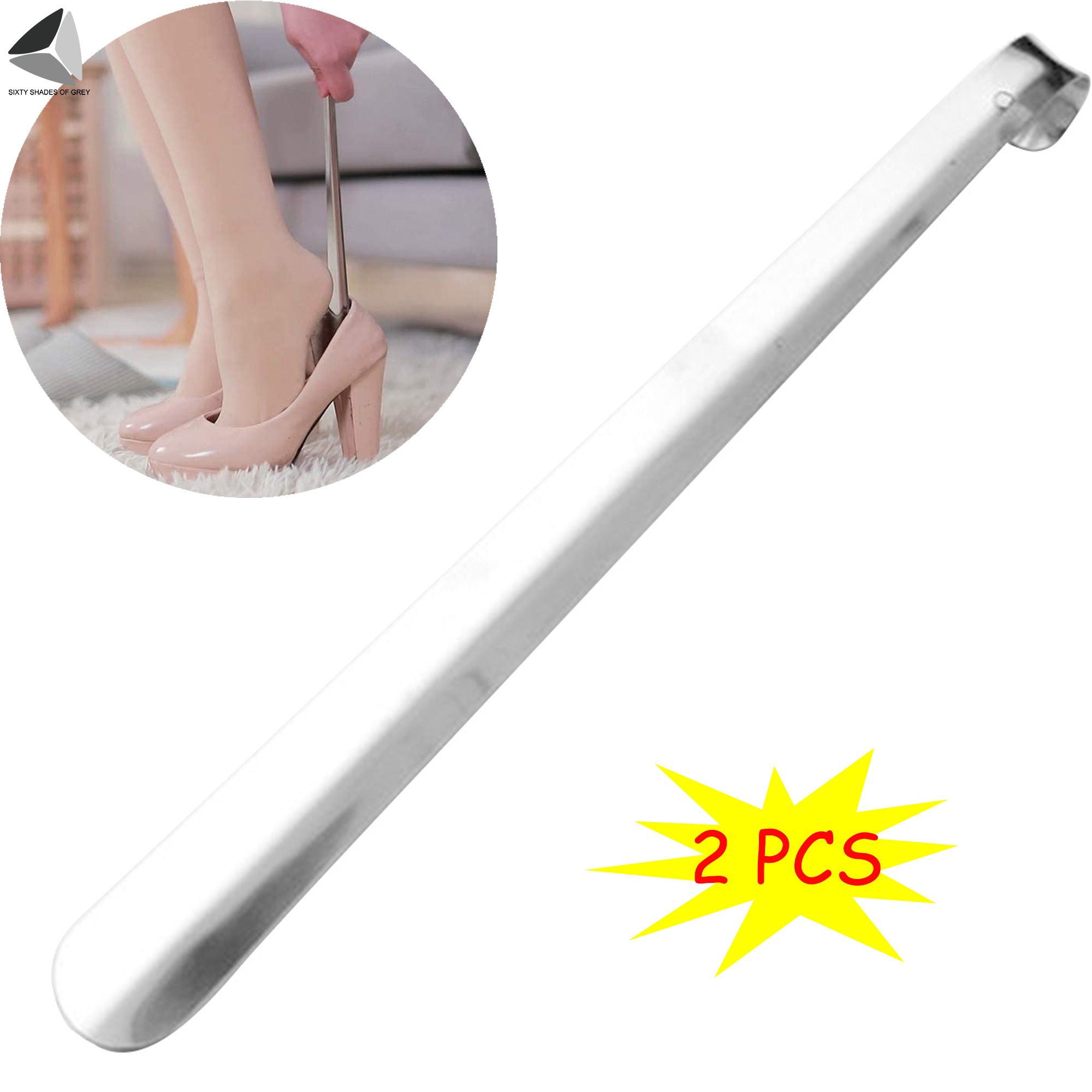 PULLIMORE 2 Pcs Long Handled Metal Shoe Horns 20.5 in Heavy Duty ...