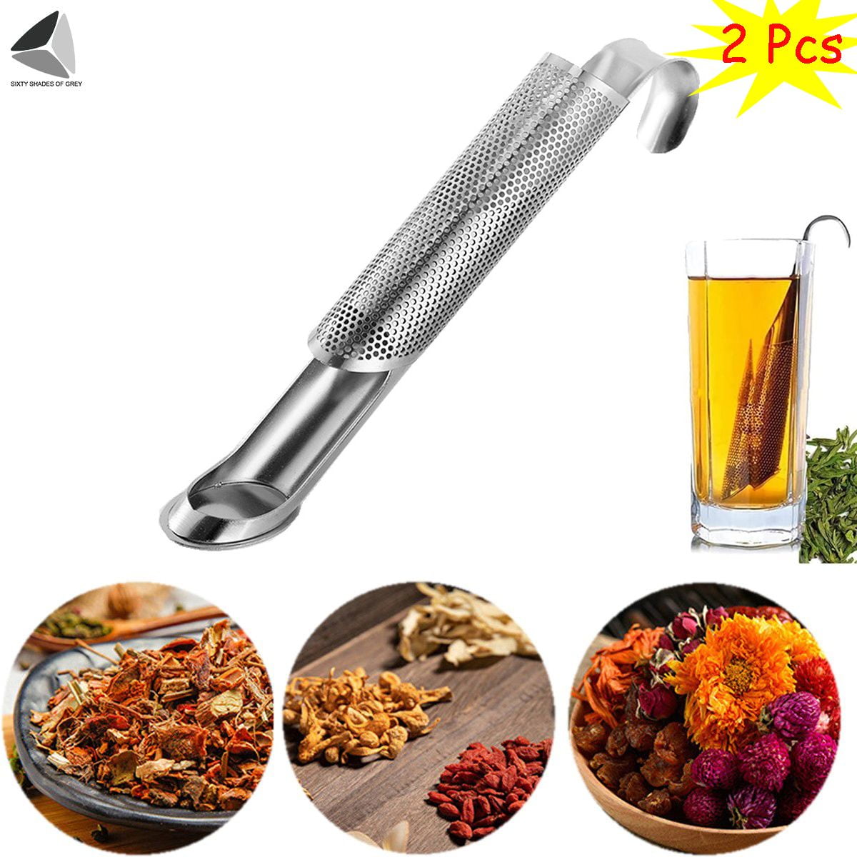 PULLIMORE 2 Pcs Stainless Steel Tea Infuser Long-Handle Pipe Tea ...