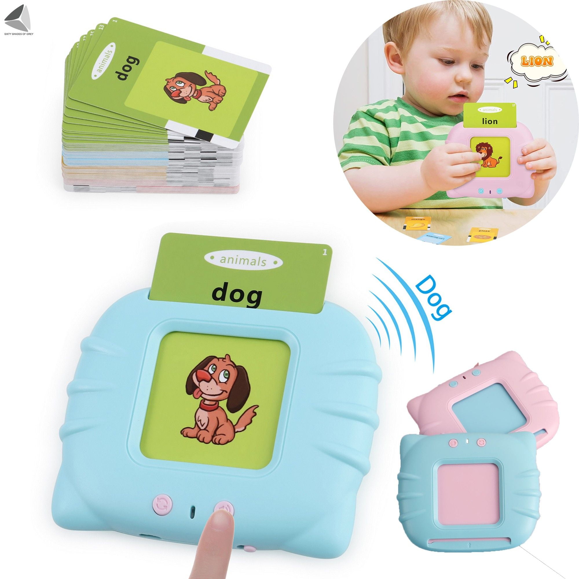 PULLIMORE 2 Sets Talking Flash Cards Learning Educational Toys for Ages ...