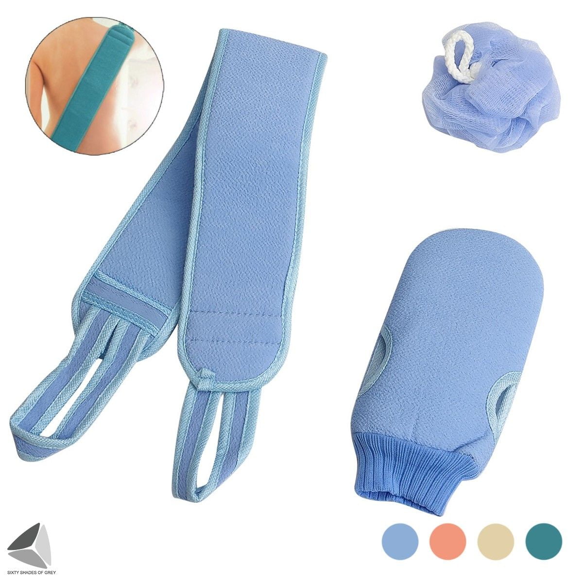 PULLIMORE 3 Pack Exfoliating Back Scrubber for Shower, Soft Brush ...