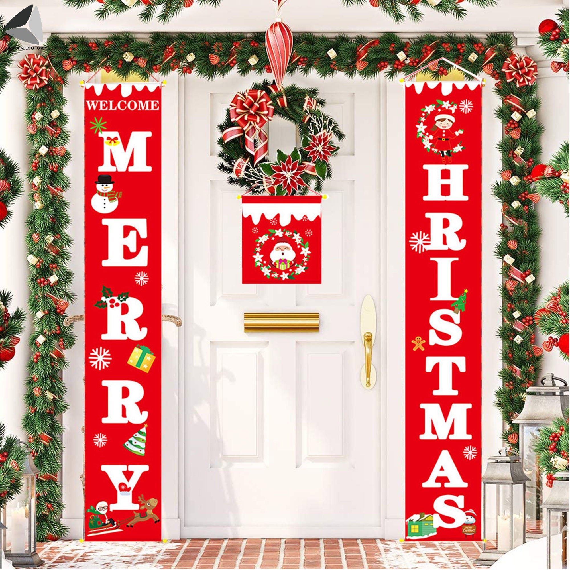 PULLIMORE 3 Pairs Merry Christmas Banner Xmas Porch Sign Decorations ...