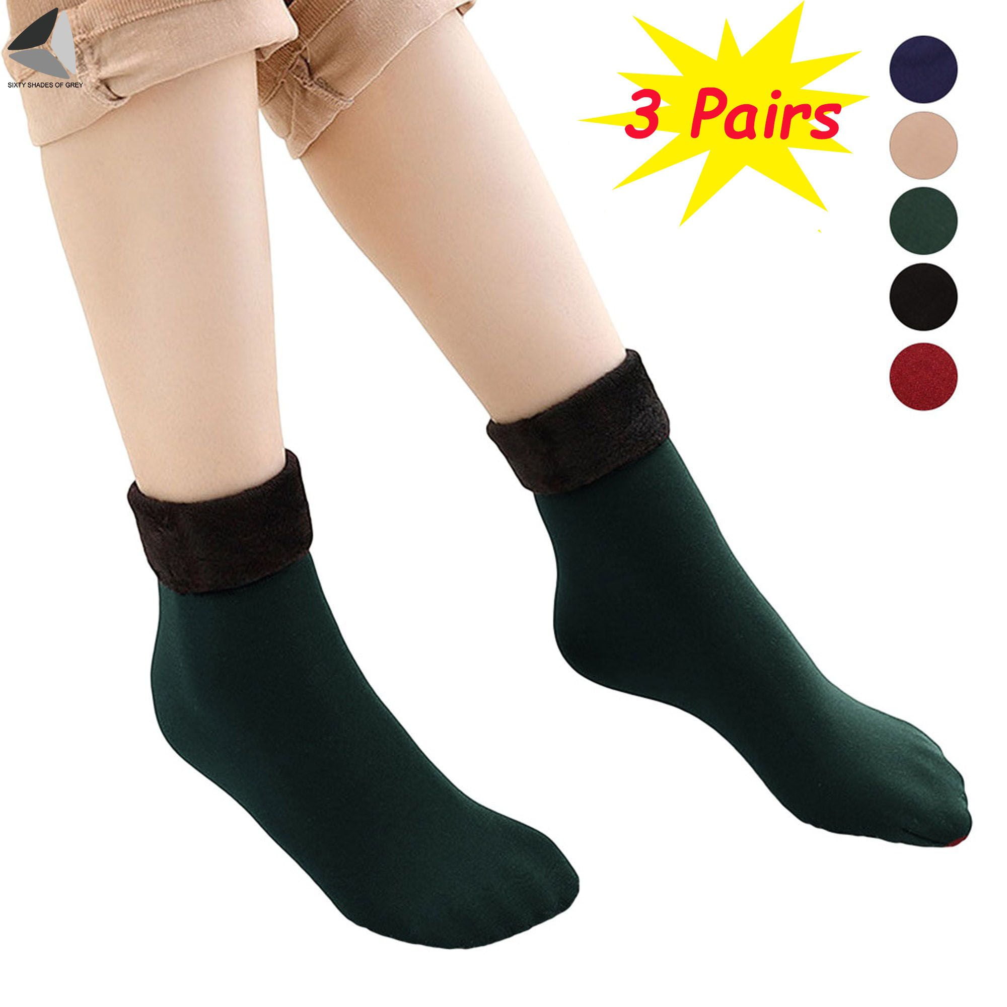 PULLIMORE 3 Pairs Womens Winter Warm Thick Socks Fleece Lined Thermal ...