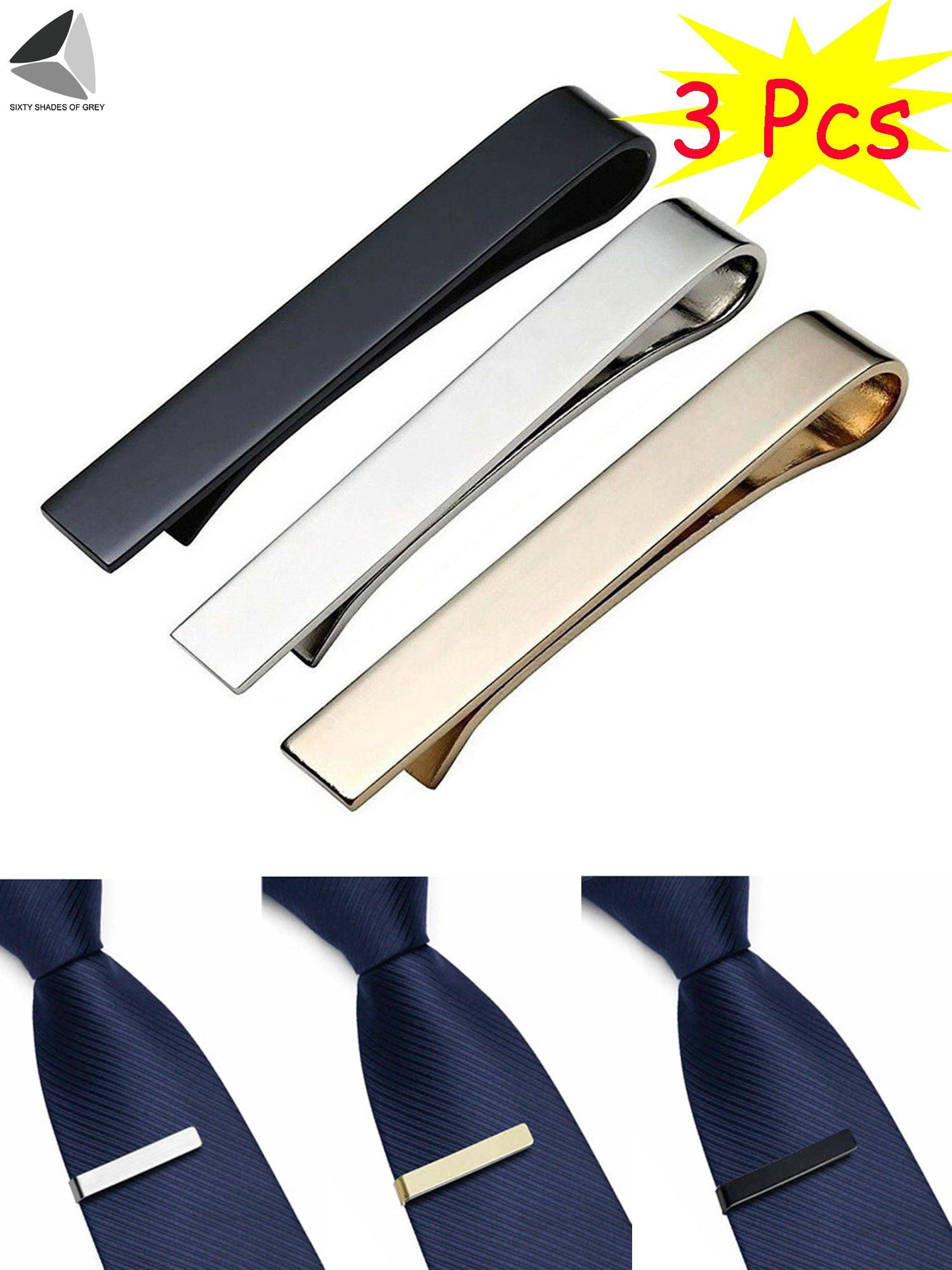 PULLIMORE 3 Pcs Mens Stainless Steel Tie Clip Necktie Bar Clasp Best ...