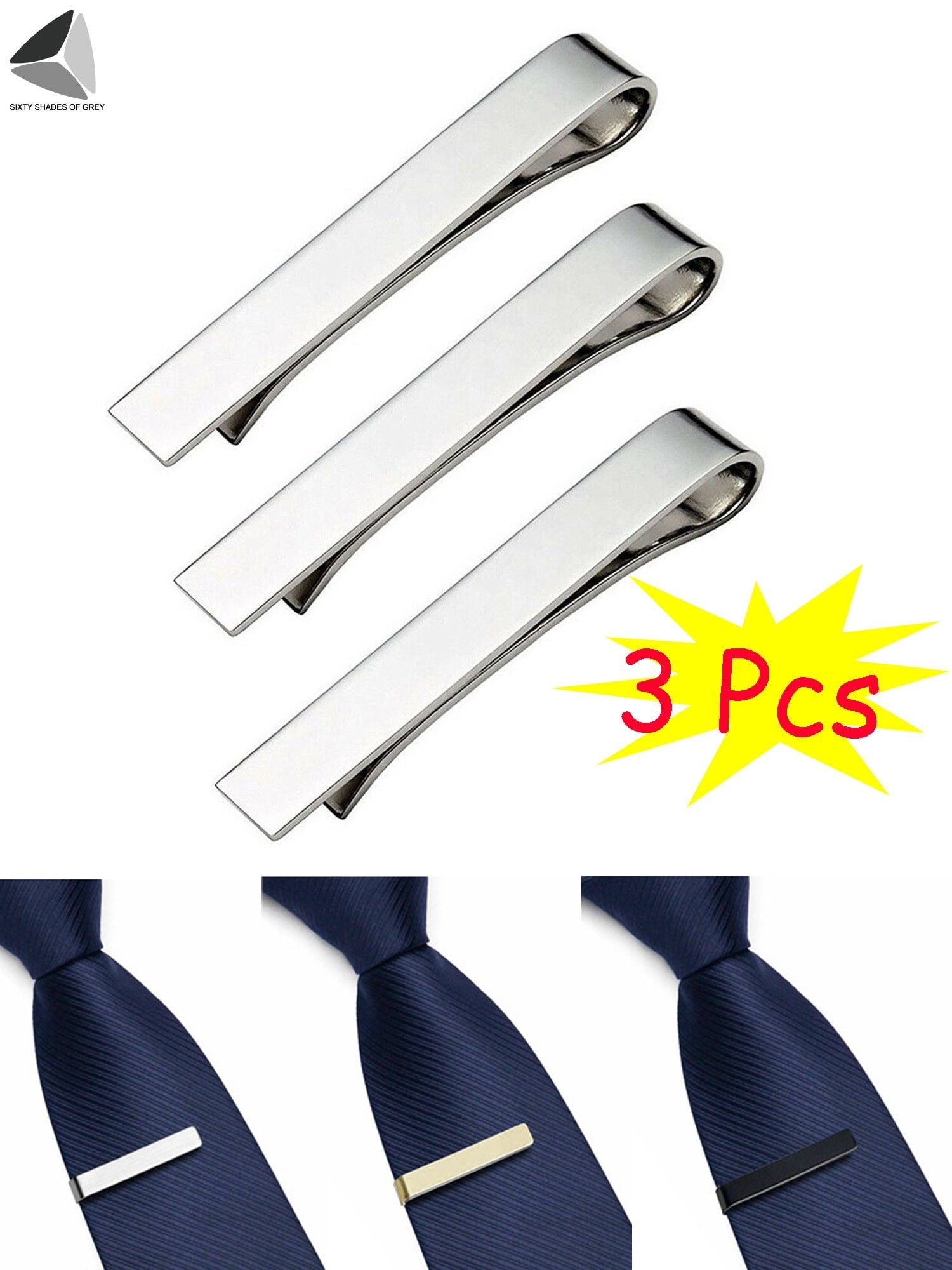 PULLIMORE 3 Pcs Mens Stainless Steel Tie Clip Necktie Bar Clasp Best ...