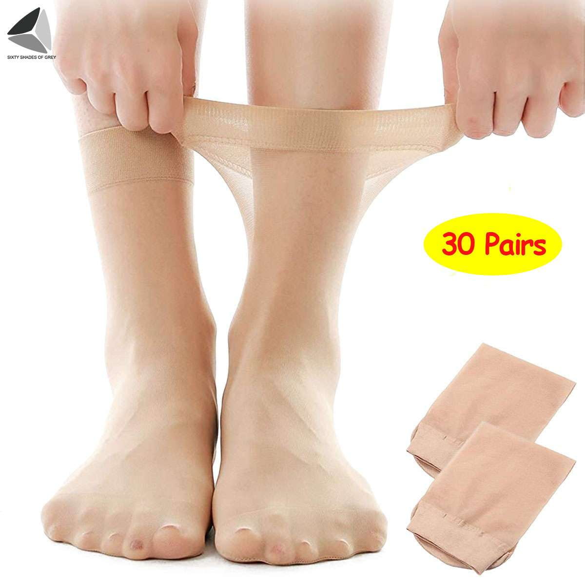 PULLIMORE 30 Pairs Women Ankle Silk Socks Ultra Thin Summer Short Ankle ...