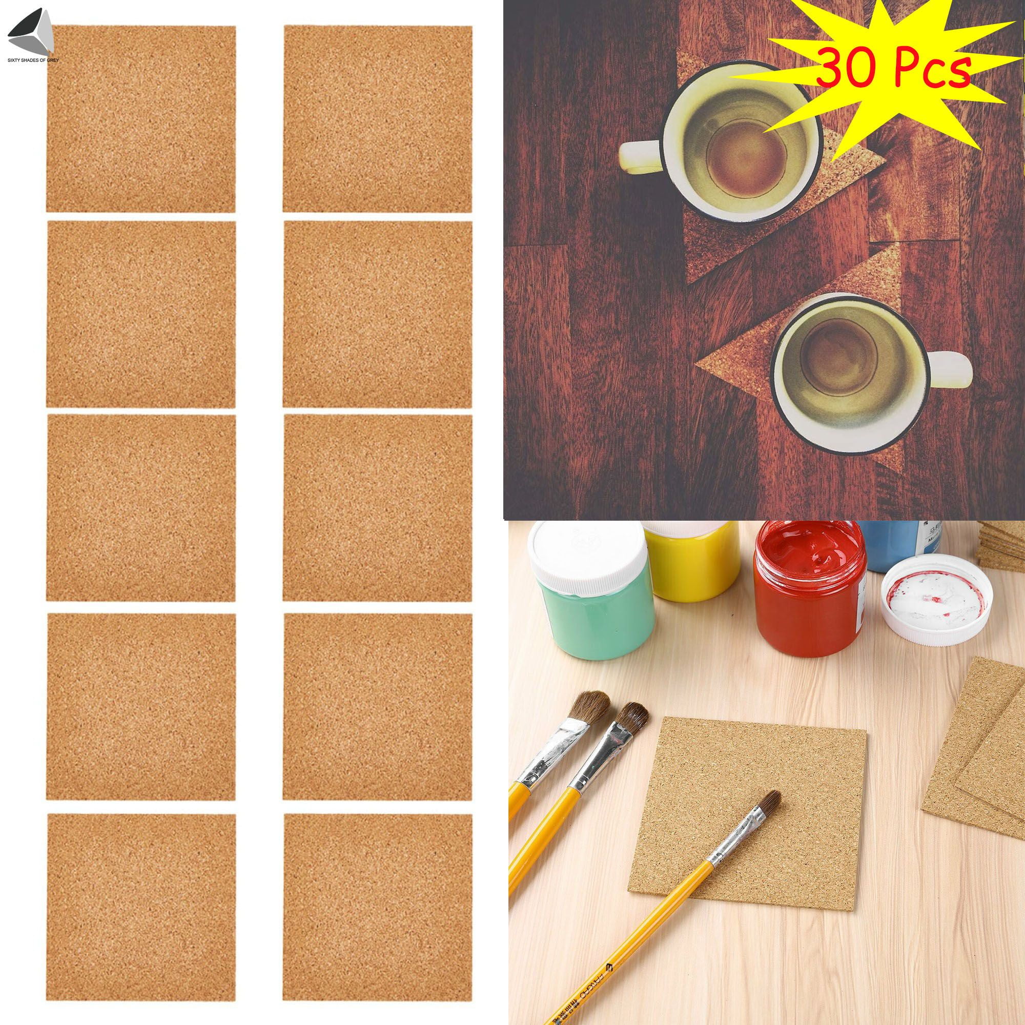 PULLIMORE 30 Pcs Self Adhesive Cork Board Tiles Natural Mini Backing ...