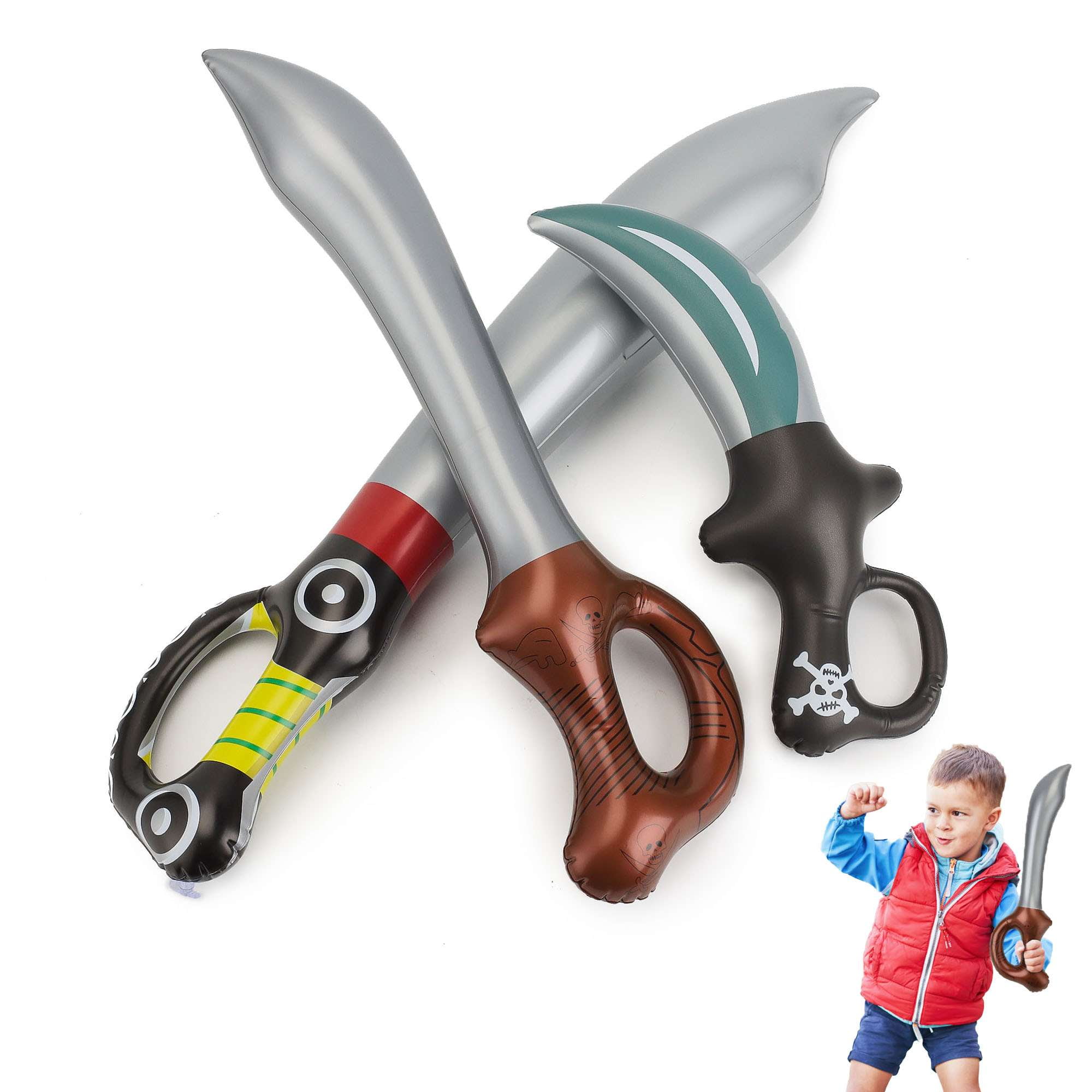 PULLIMORE 3PCS Inflatable Pirates Sword Blow up Pirates Sword for Kids ...