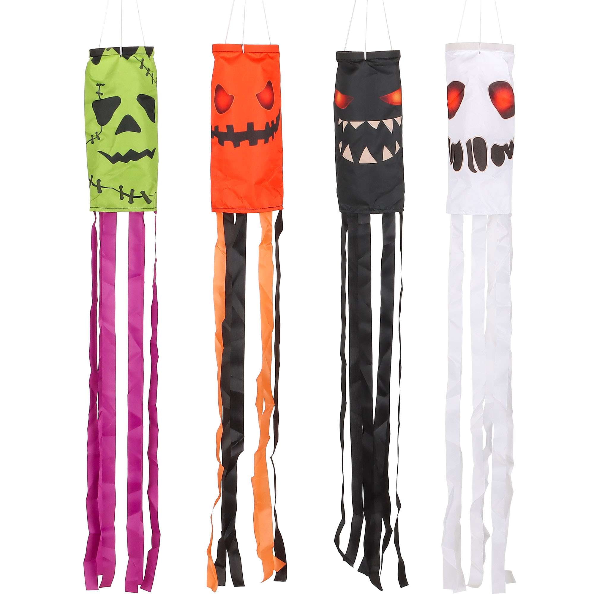 PULLIMORE 4 Pack Halloween Pumpkin Ghost Windsock Flag, Outdoor Hanging ...