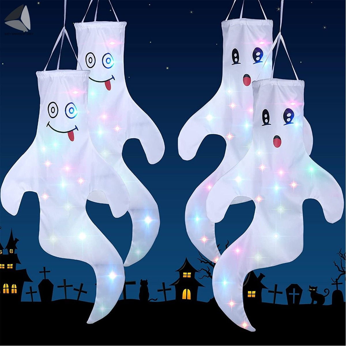 PULLIMORE 43" Halloween Easter Ghost Windsocks Flag with Multicolour ...