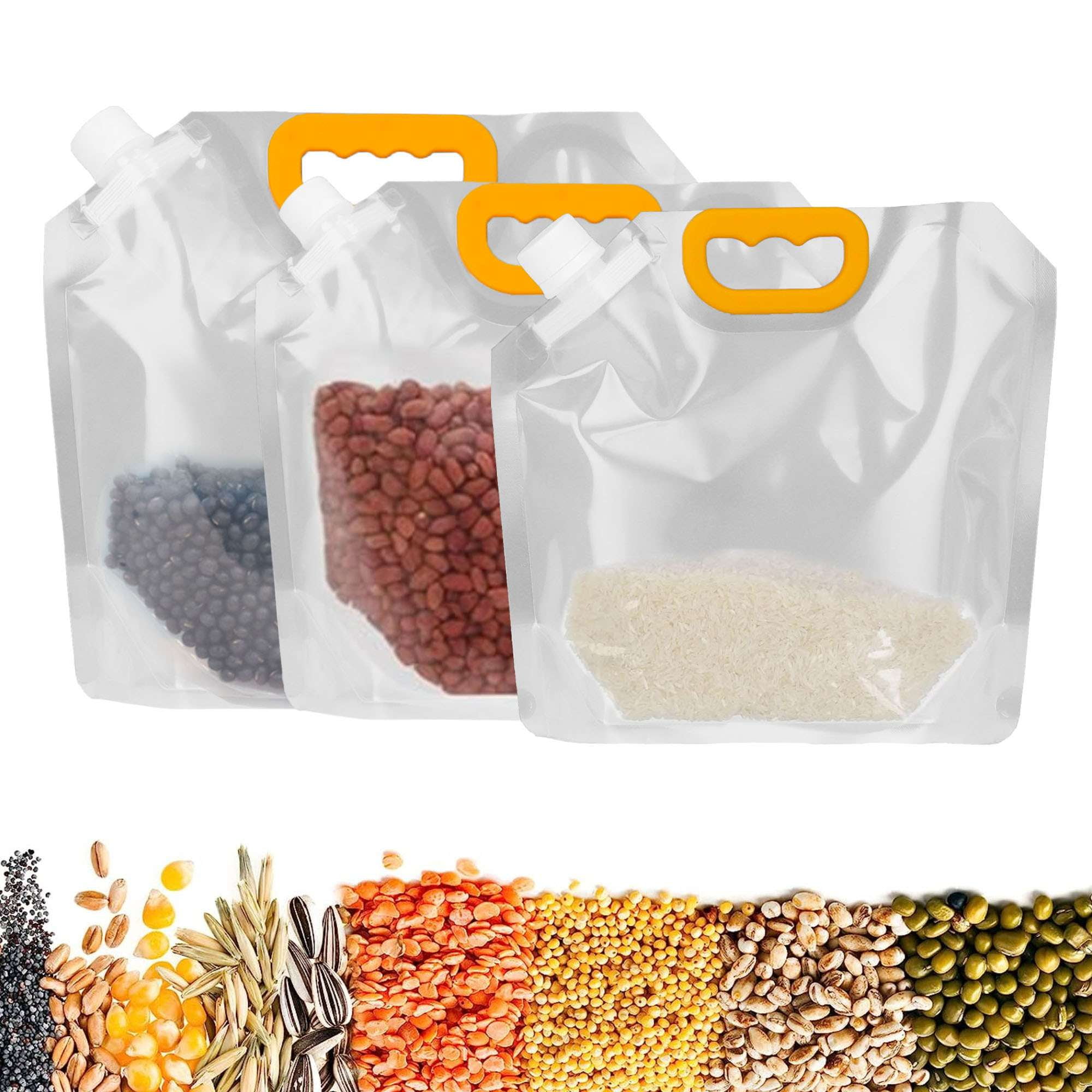 PULLIMORE 5 Pack Food Sealed Storage Bags with Lids, Moisture Resistant ...