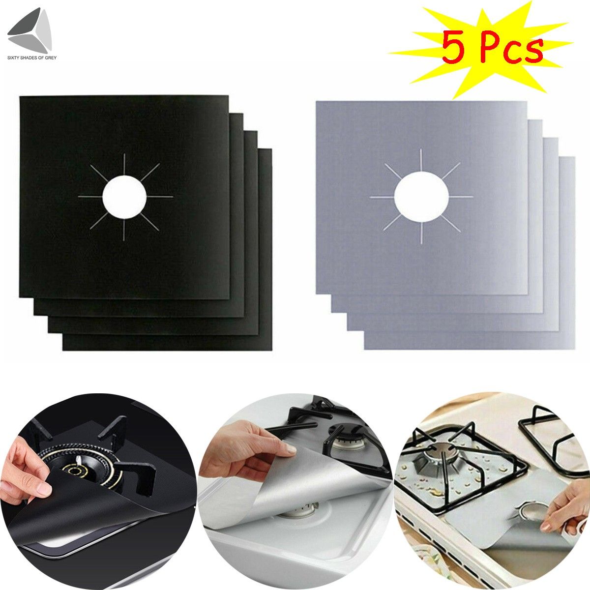 PULLIMORE 5 Pcs Gas Stove Protectors Cooker Covers Non-Stick Double ...