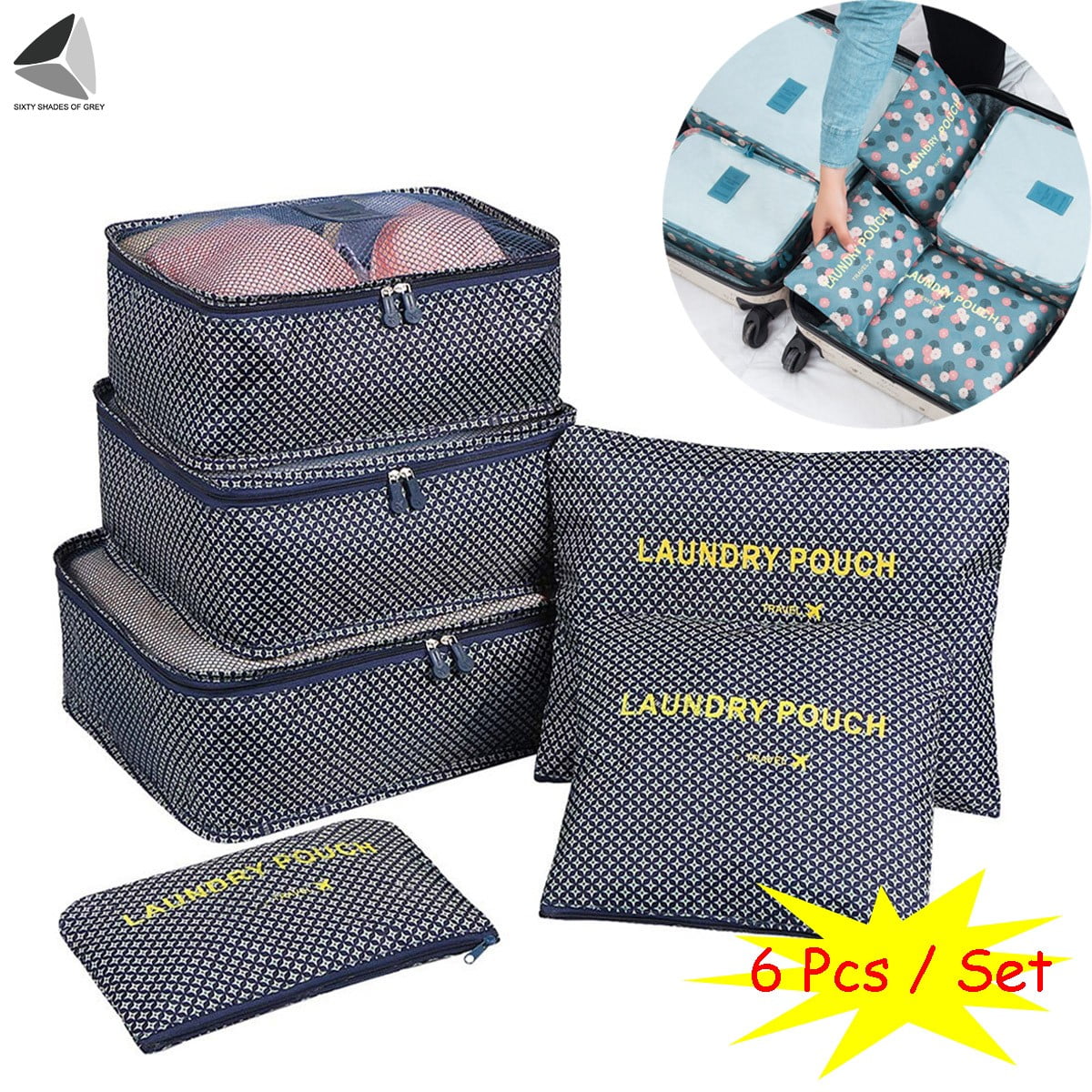 PULLIMORE 6 Pcs Travel Storage Bags Set Waterproof Cube Luggage ...