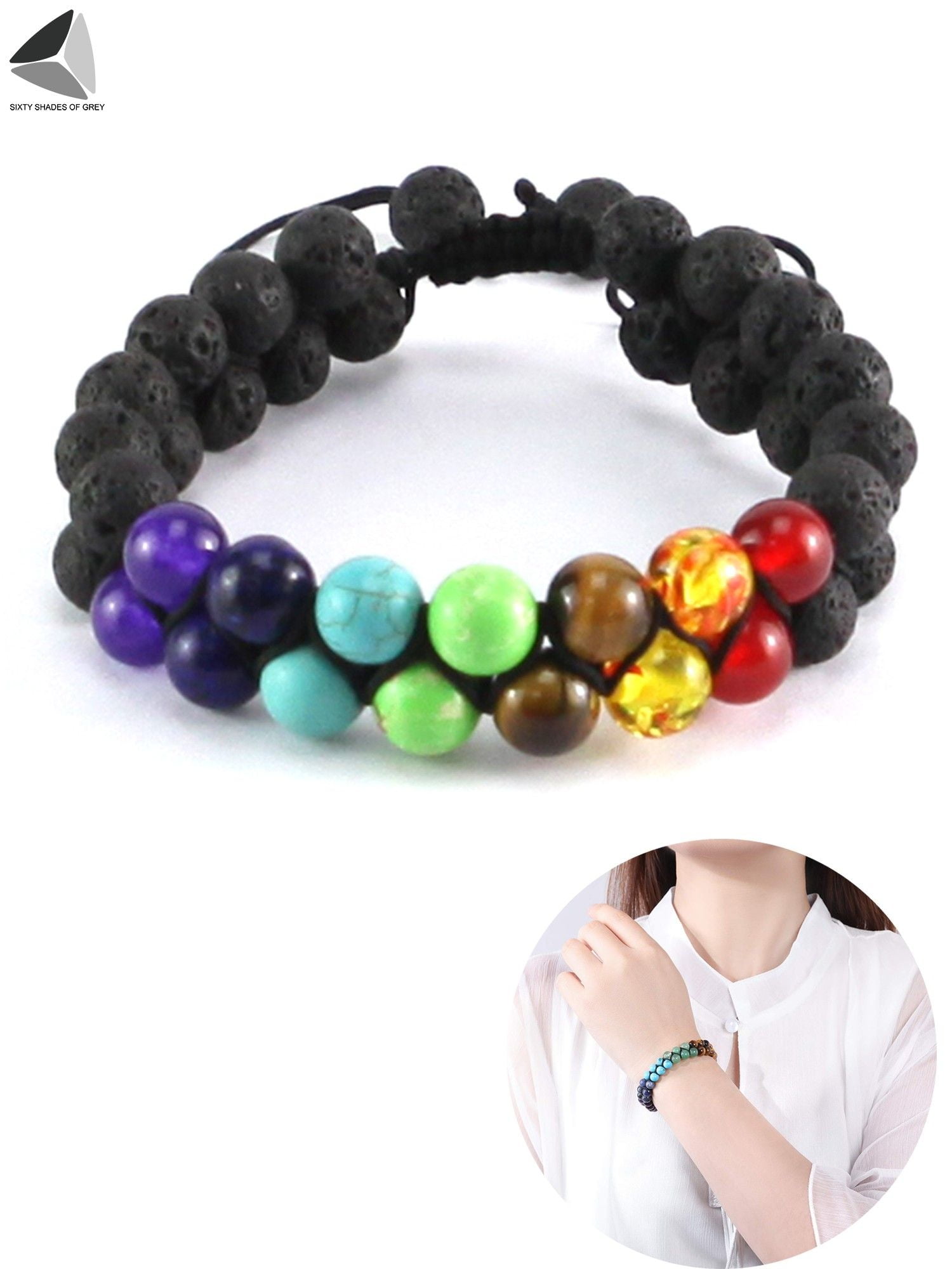 PULLIMORE 7 Chakra Beads Bracelet Natural Stone Healing Crystals ...