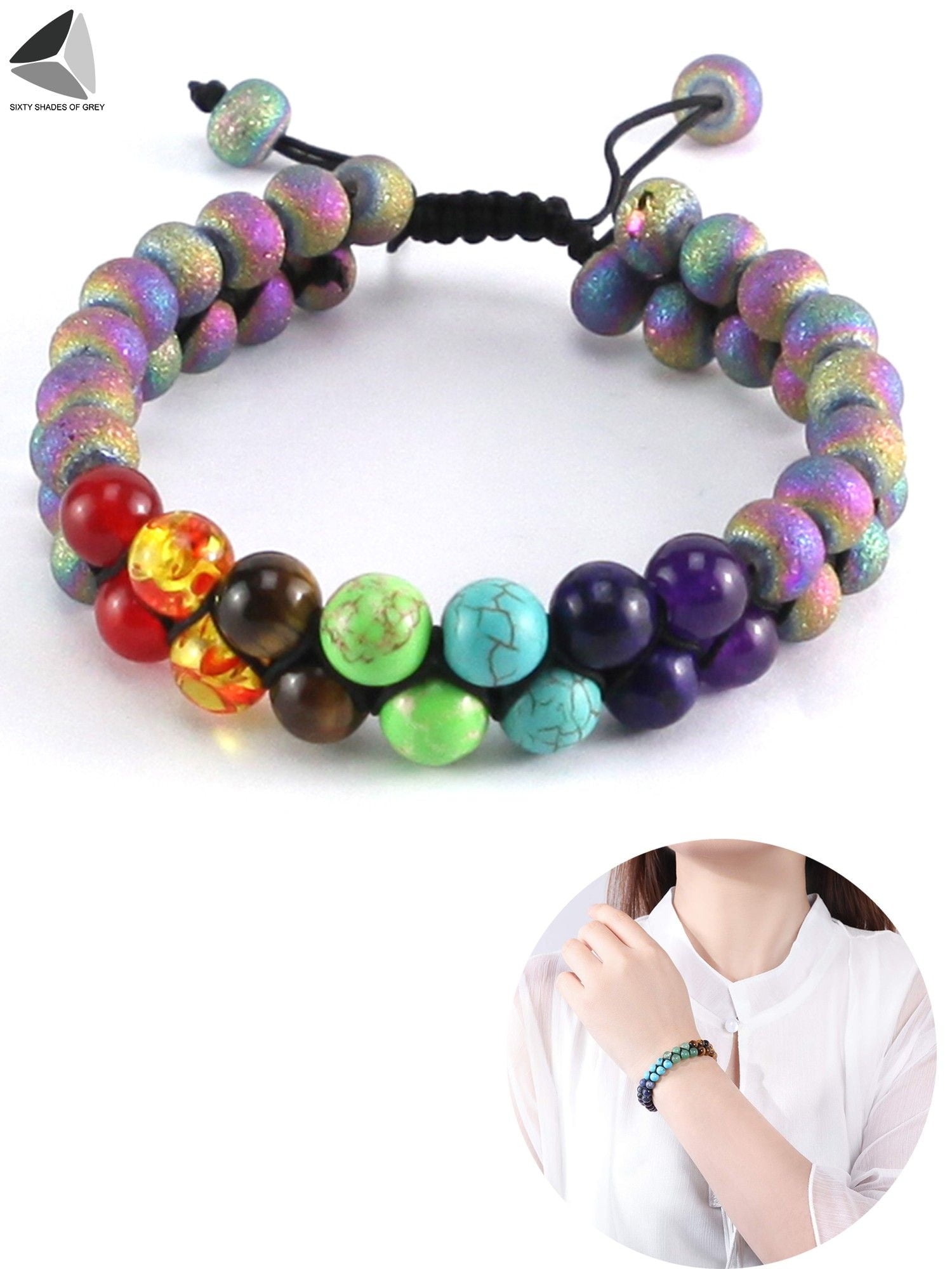 PULLIMORE 7 Chakra Beads Bracelet Natural Stone Healing Crystals ...