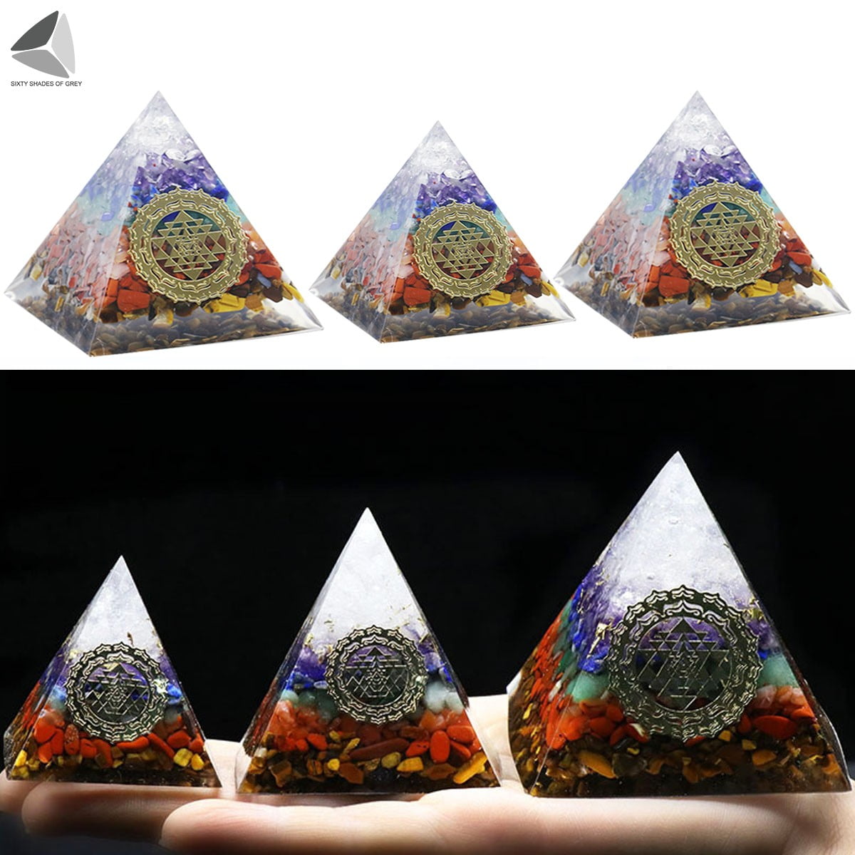 PULLIMORE 7 Orgone Chakra Pyramid, Natural Quartz Energy Generator ...