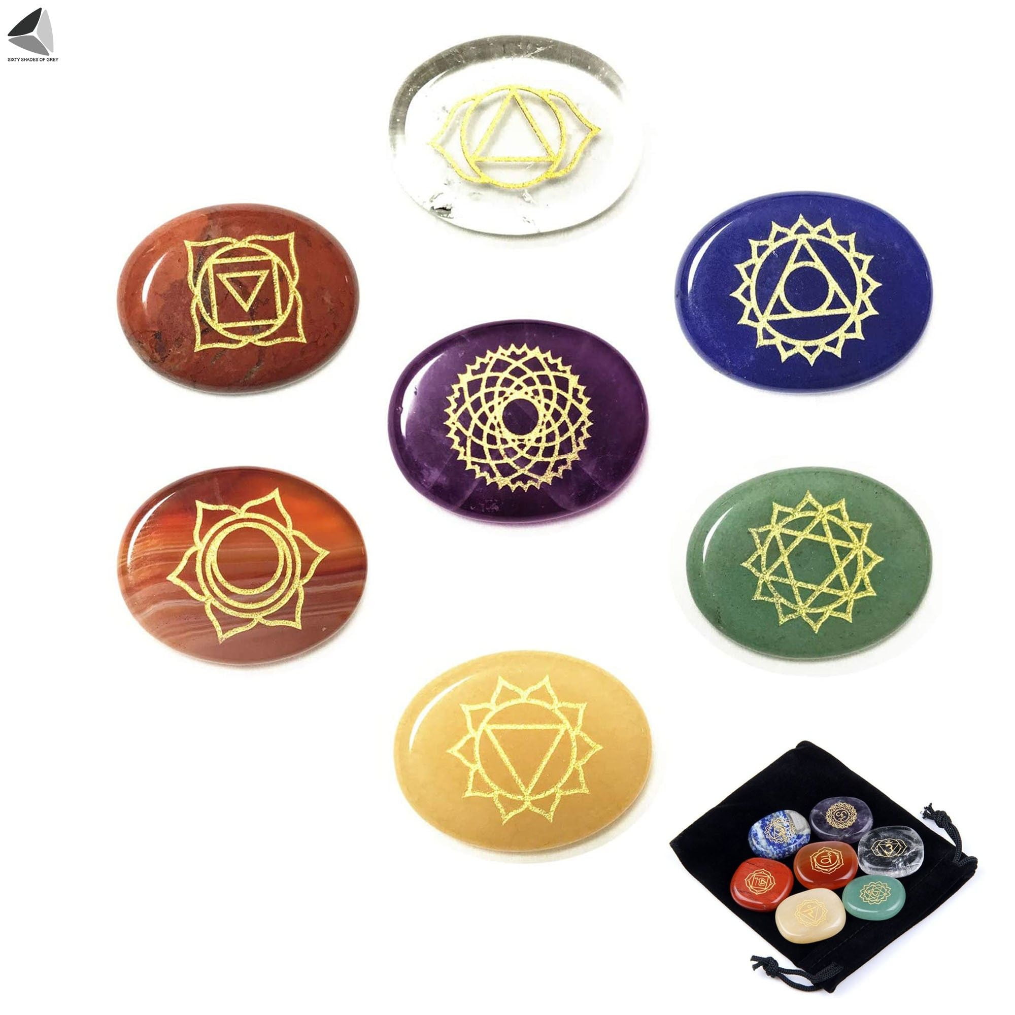 PULLIMORE 7 Pcs Chakra Stones Crystal Reiki Healing Energy Palm Natural ...