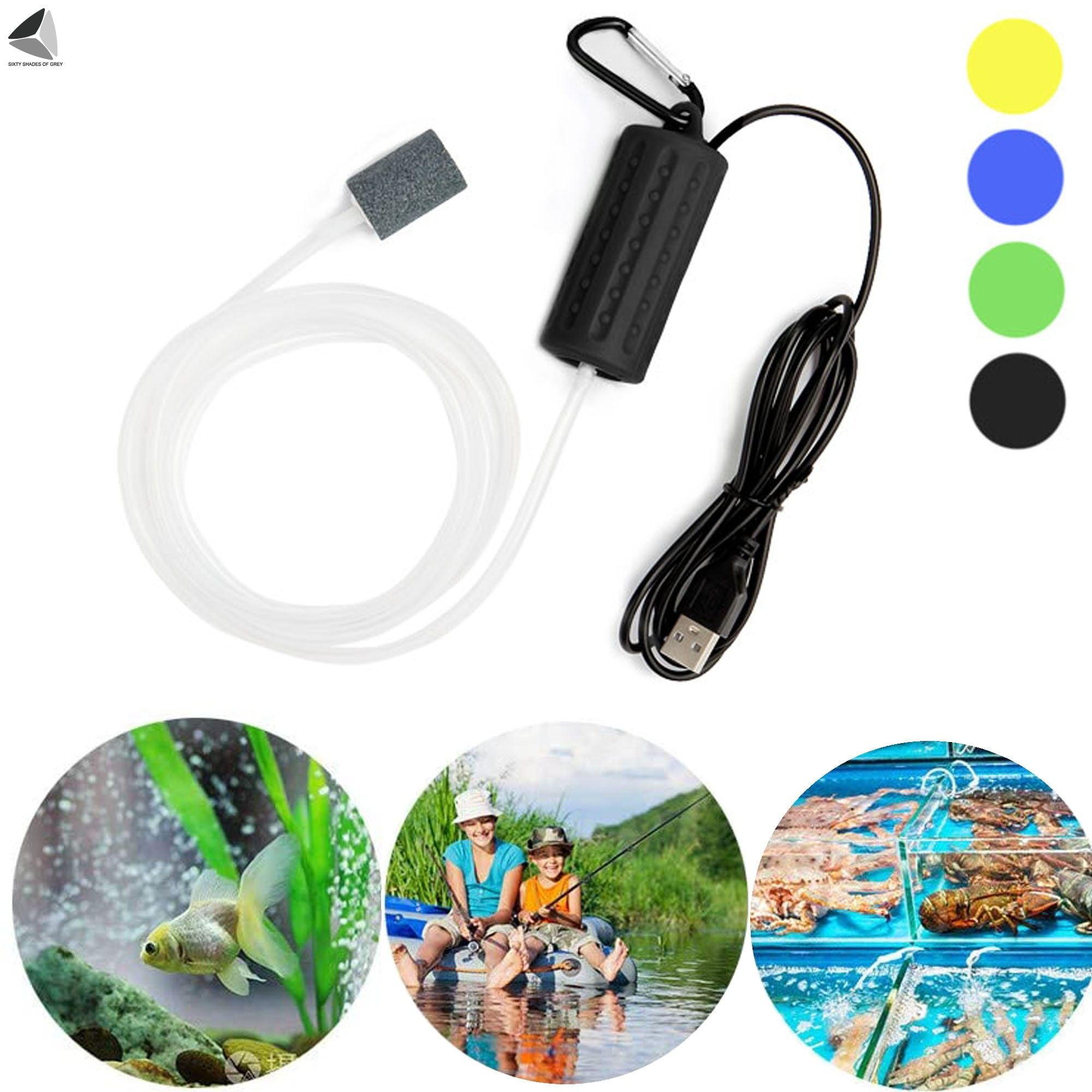 PULLIMORE Aquarium USB Air Pump Portable Mini Aquarium Fish Tank Oxygen ...