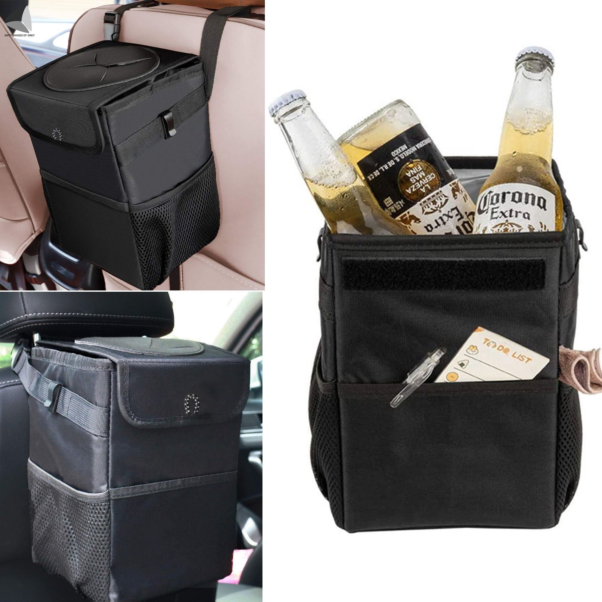 PULLIMORE Auto Car Waterproof Trash Can Leak Proof Litter Bin Bag ...