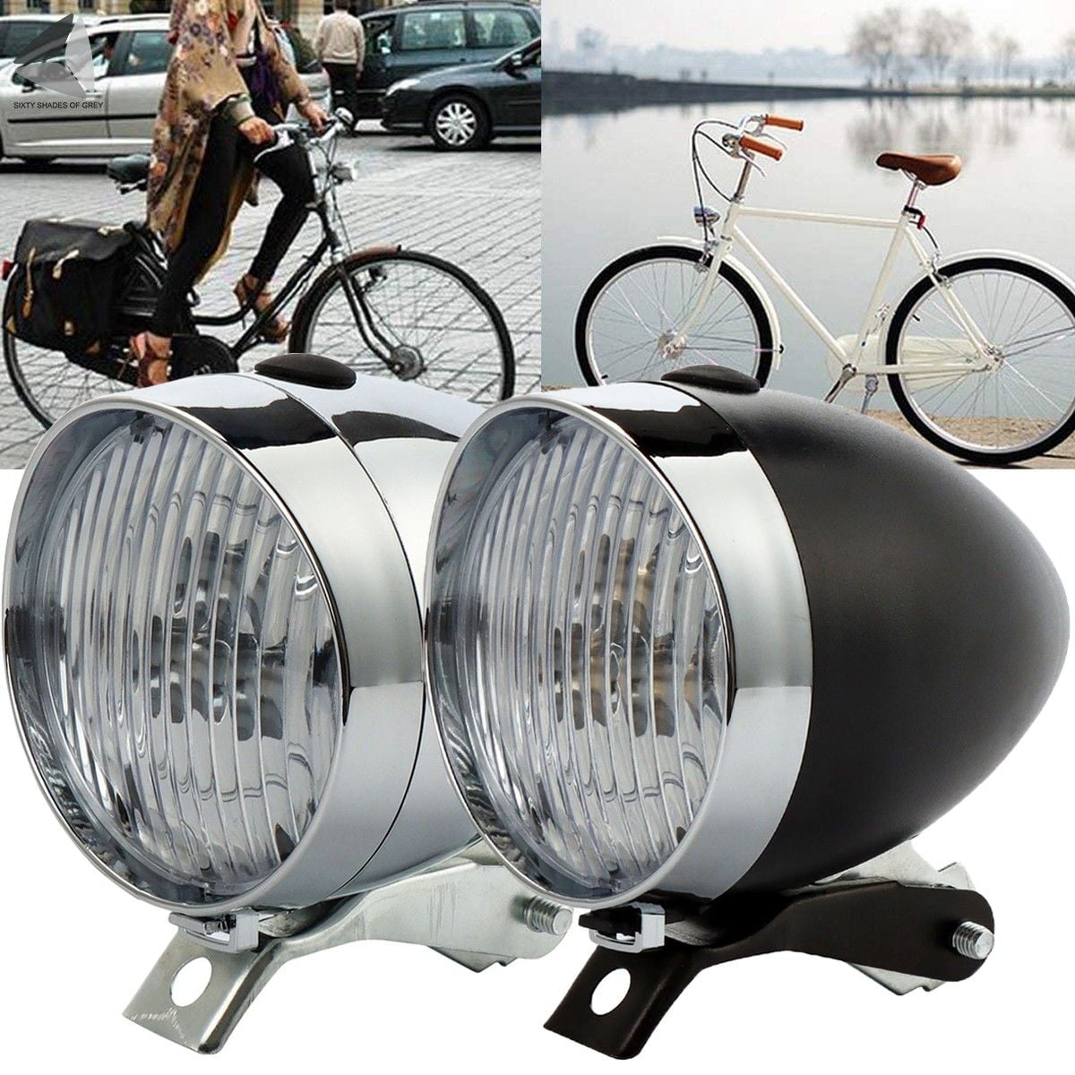 PULLIMORE Bicycle Headlight, LED Mountain Bike Front Light with Bracket, Waterproof Night Riding ...