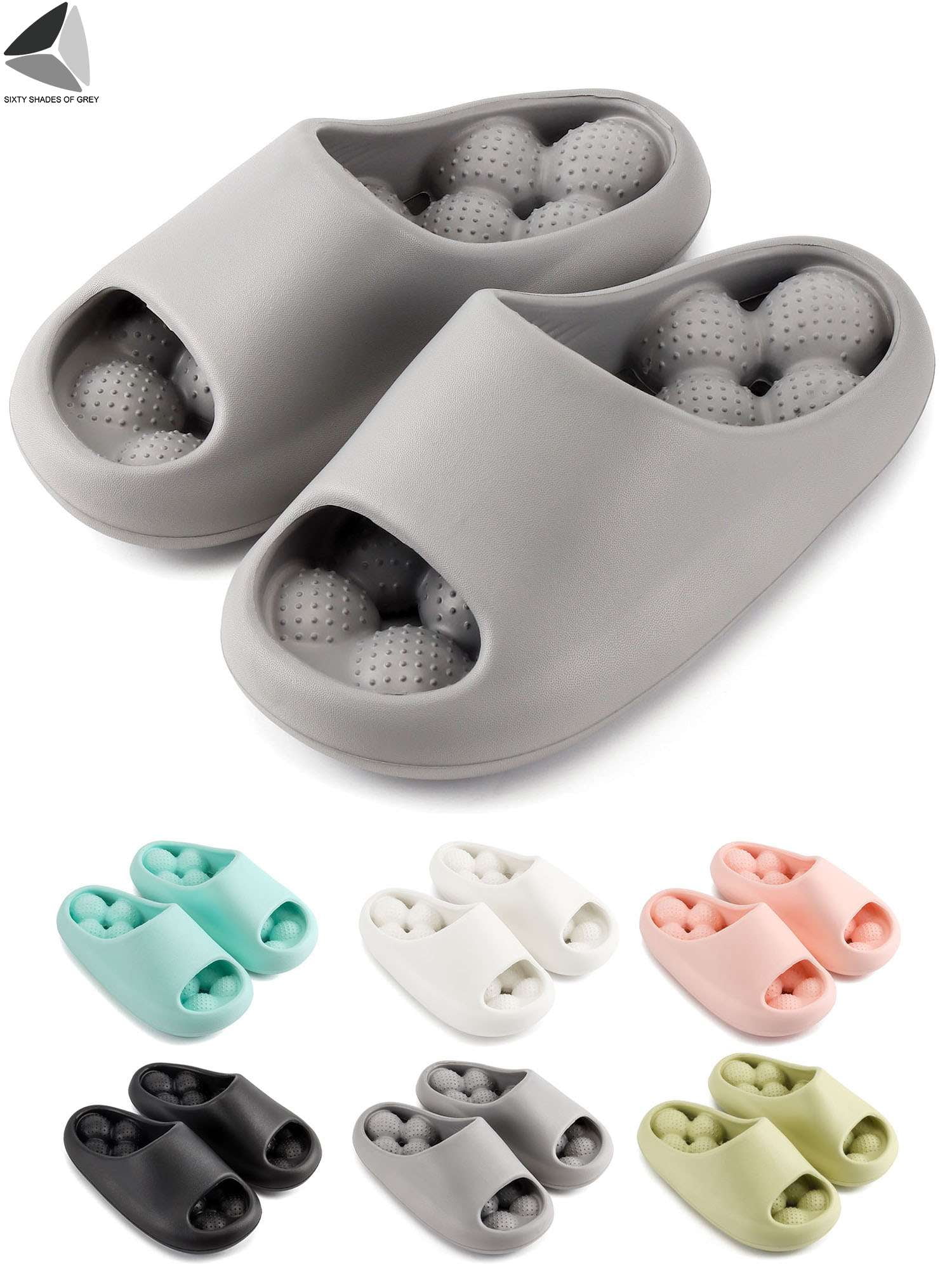 PULLIMORE Bubble Massage Slides Slippers for Women Men, Non-Slip Quick ...