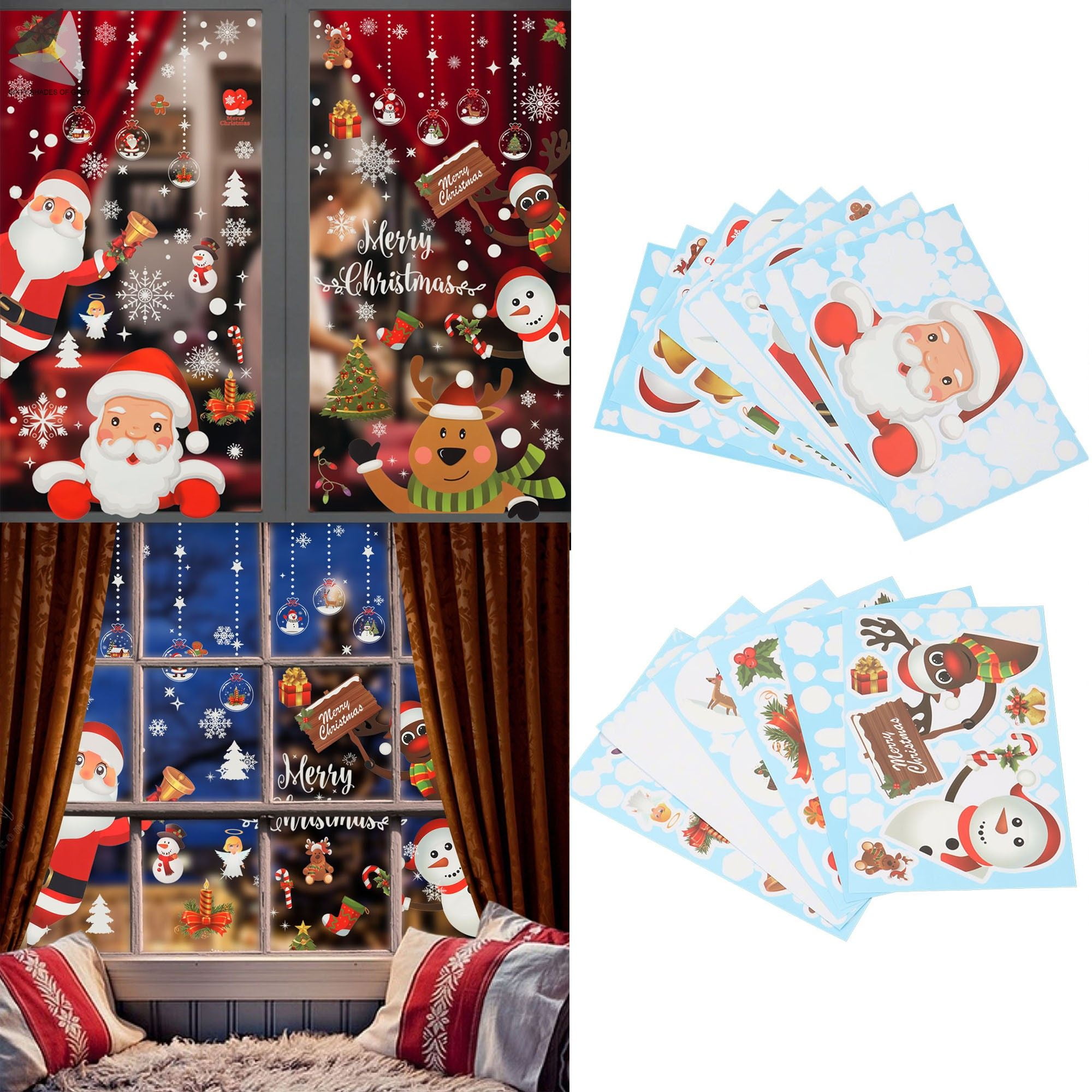 PULLIMORE Christmas Window Clings Decals Static PVC Stickers Window ...